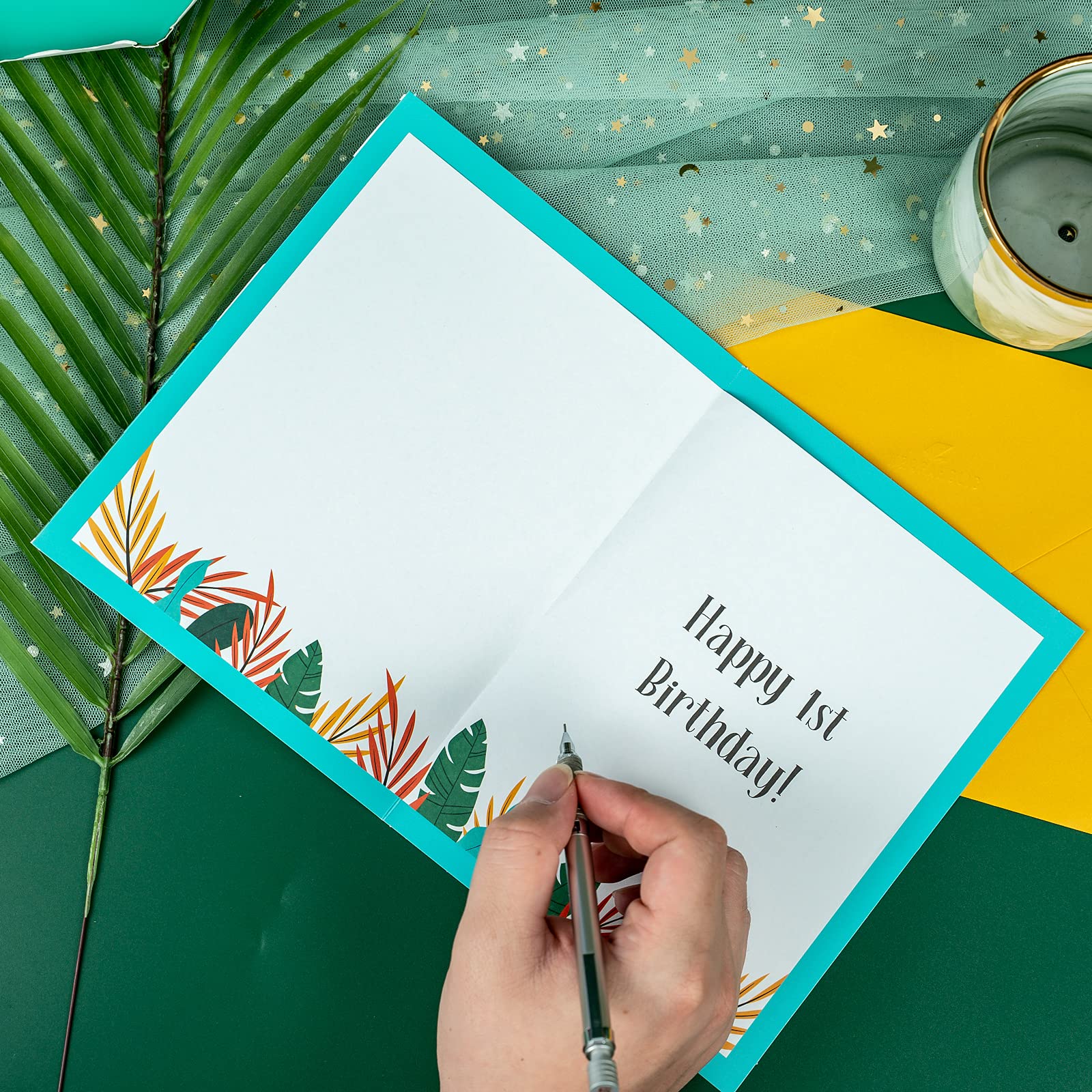 WRAPAHOLIC 1st Birthday Card with Envelope - First Birthday Card, Monkey Card - 5.9 Inch x 7.9 Inch