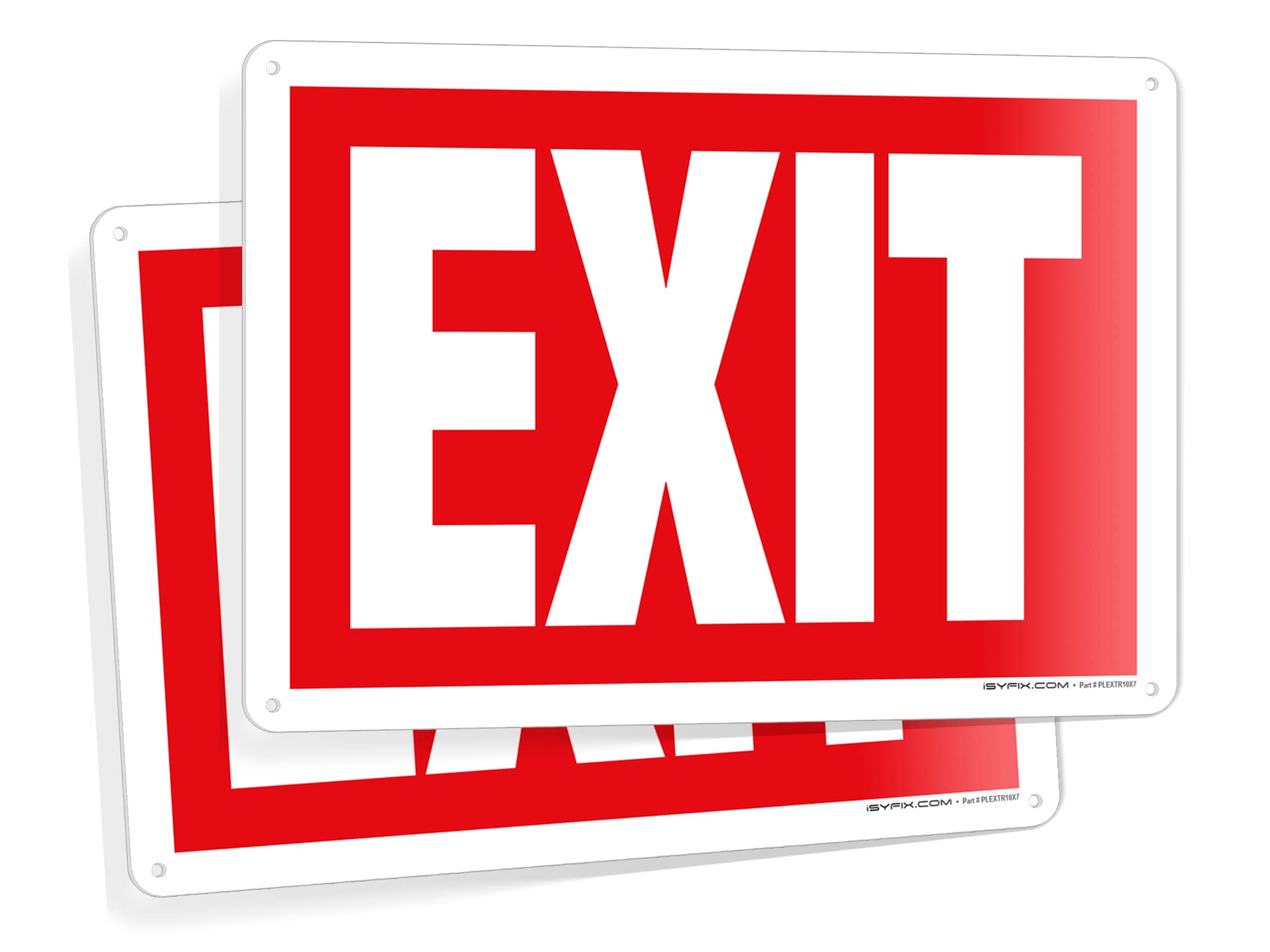 iSYFIX Exit Sign โ 2 Pack 10x7 Inch โ 40 mil Thick Polystyrene Plastic Sign, Laminated UV, Scratch & Fade Resistance, Waterproof, Indoor & Outdoor, Exit Signs for Exterior.