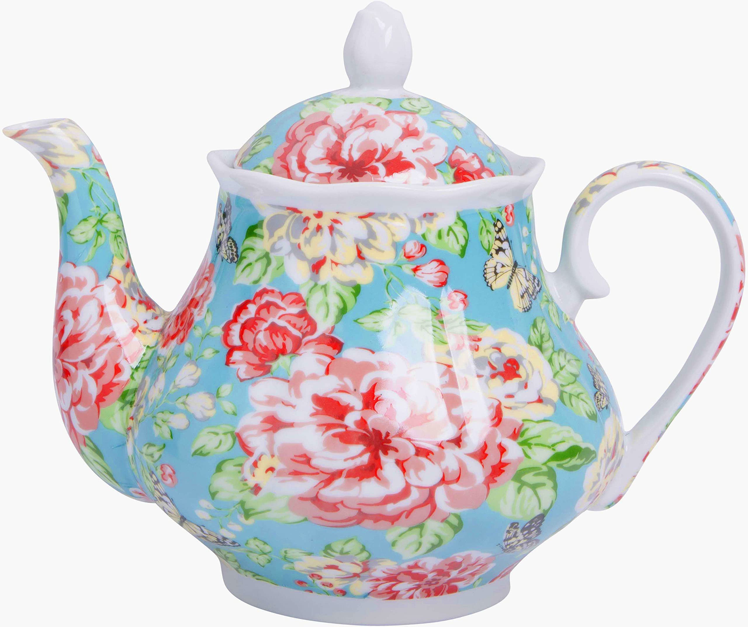European Style Ceramic Teapot Coffee Pot Water Pot Porcelain Vintage Gift Tea Pot - 37 Oz - May Blossom