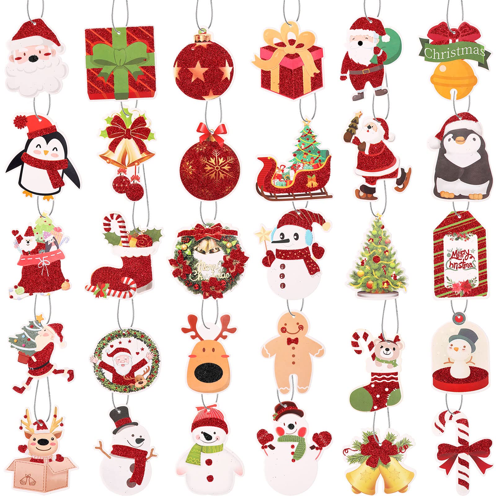 Outus 150 Pcs Christmas Paper Gift Tags with Ribbon Tie Strings Glitter Foil Christmas Name Tag Labels 30 Assorted Holiday Tags for DIY Xmas Present Wrap and Label Package Name Card
