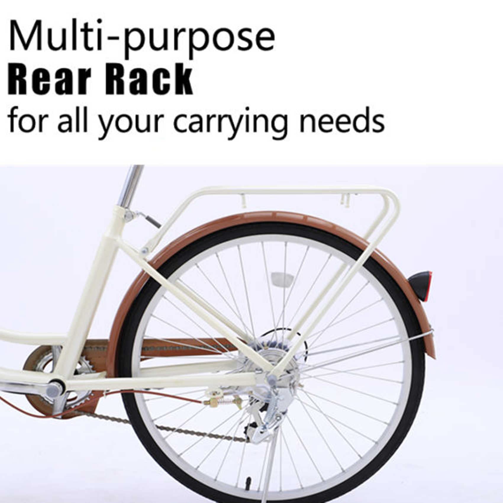 Gmlmes High-Carbon Steel Cruiser Bike, 26" Wheels Classic Bicycle Retro Bicycle Beach Cruiser Bicycle, Road Bikes (Beige, 24)