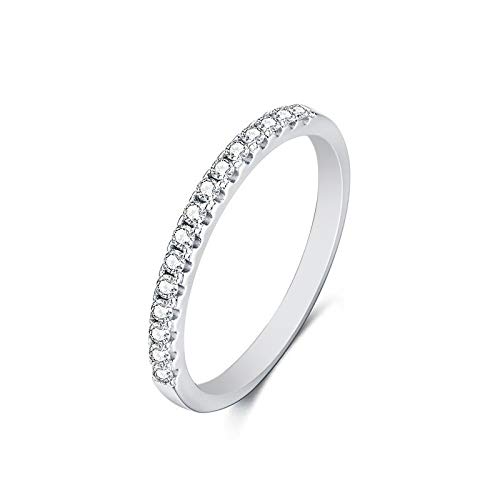 Gemorie Women's Moissanite Pavé Stackable Channel Set Wedding Anniversary Engaement Band in Hypoallergenic Sterling Silver (6)