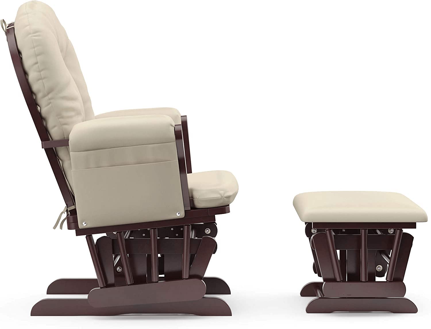LBONG Premium Ring Glider (Cherry Base, Beige Cushion) - Padded Cushion with Storage Pocket, Smooth Rocking Motion, Easy to Assemble, Solid Hardwood Base (Cherry/Beige)