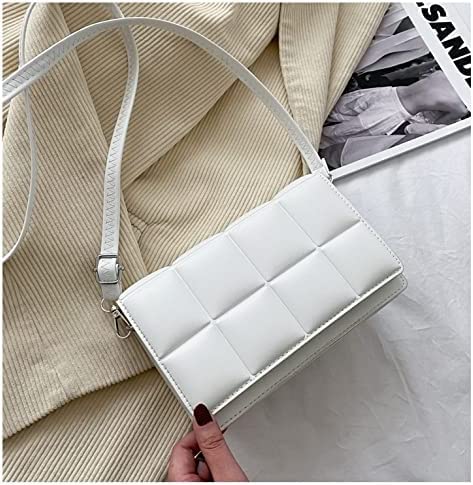 Handbag Crossbody Shoulder Square Purse for Women Chain Shoulder Leather Metal Satchel Tote Bag: One Size (WHITE)