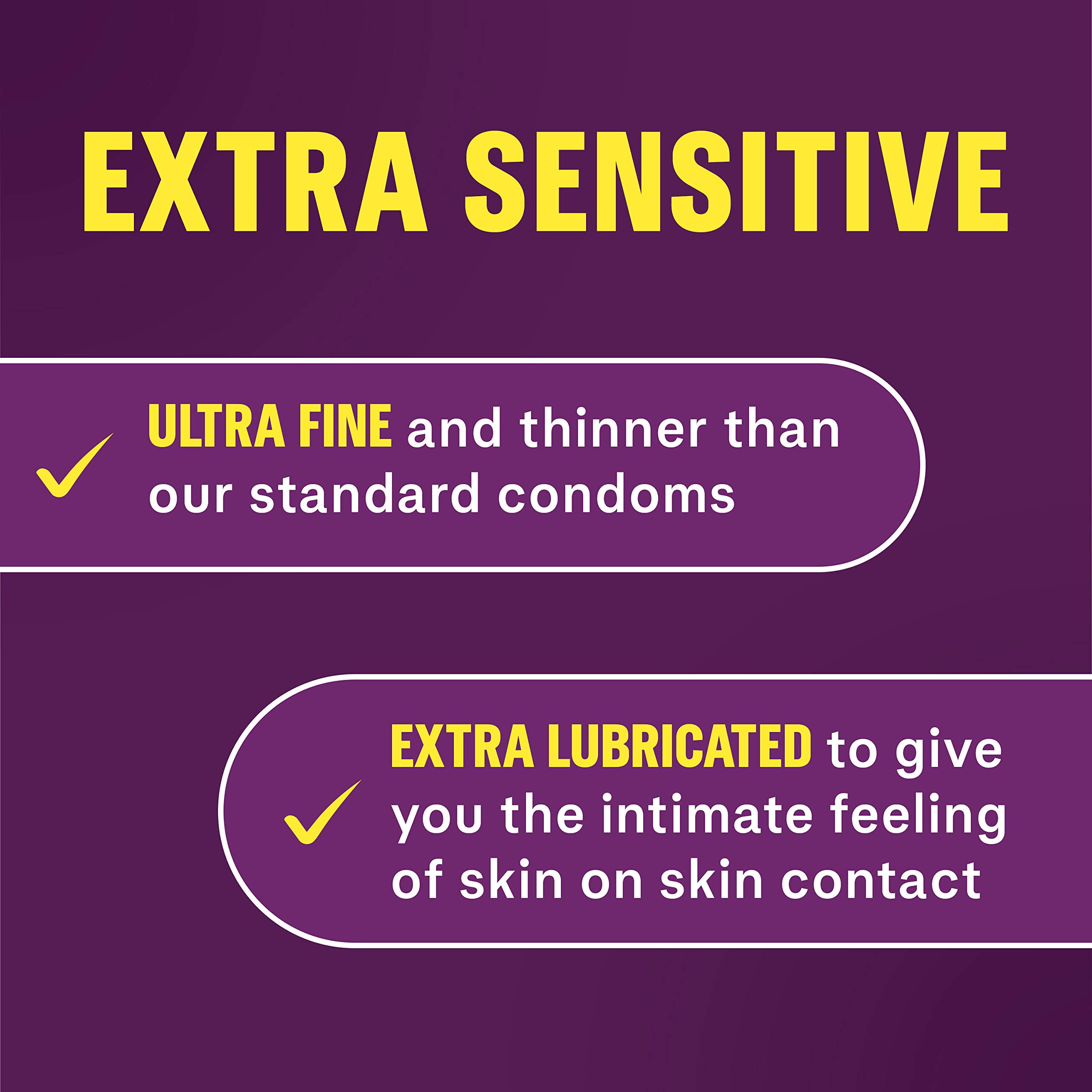 Durex Extra Sensitive Condoms, Ultra Thin, Lubricated Natural Rubber Latex Condoms for Men, FSA & HSA Eligible, 42 Count (Pack of 2)