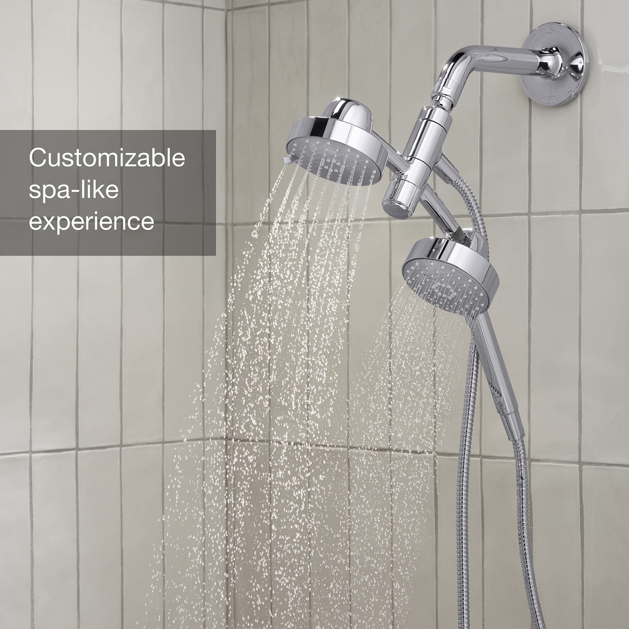KOHLER 23218-CP Awaken 2-in-1 Multifunction Shower Combo Kit, Showerhead and Handshower Set, 2.5 GPM, Polished Chrome
