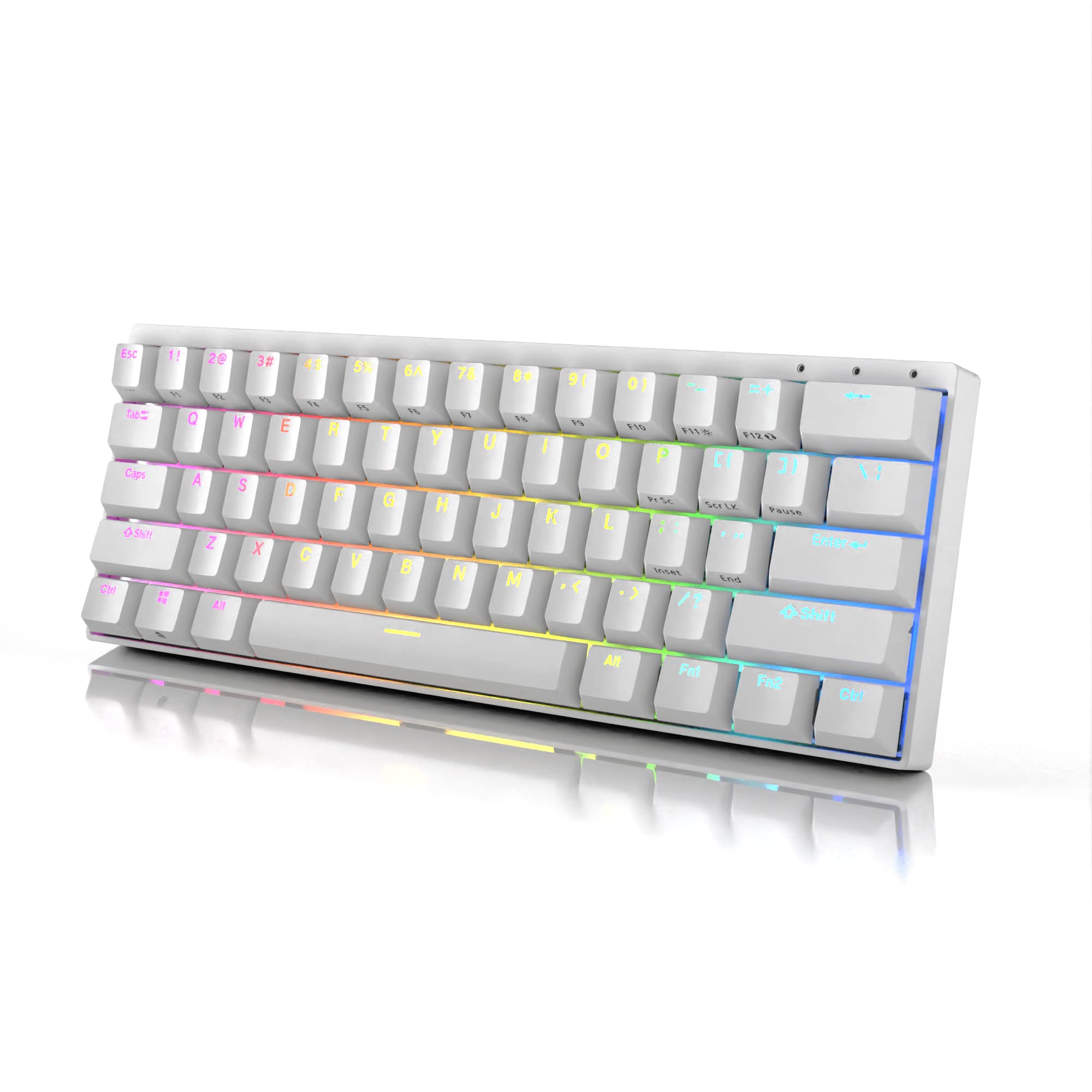 DURGOD HK Venus RGB Mechanical Gaming Keyboard | 60% Layout | USB C Wired | Doubleshot PBT Keycaps | Cherry Profile | NKRO Rollover | Windows & Mac | Aluminium Chassis| Gateron Blue, White