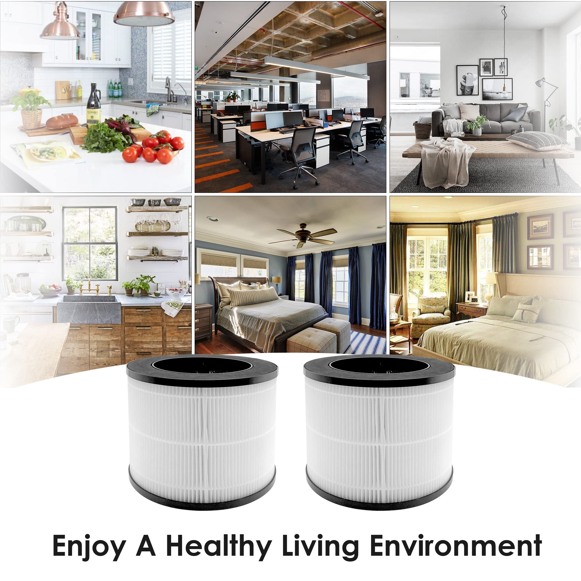 Flintar EPI153 Replacement Filter, Compatible with MOOKA and KOIOS EPI153 EP1153 Air Purifier EPI-153, 3-in-1 H13 Grade True HEPA and Activated Carbon Filter, 2-Pack