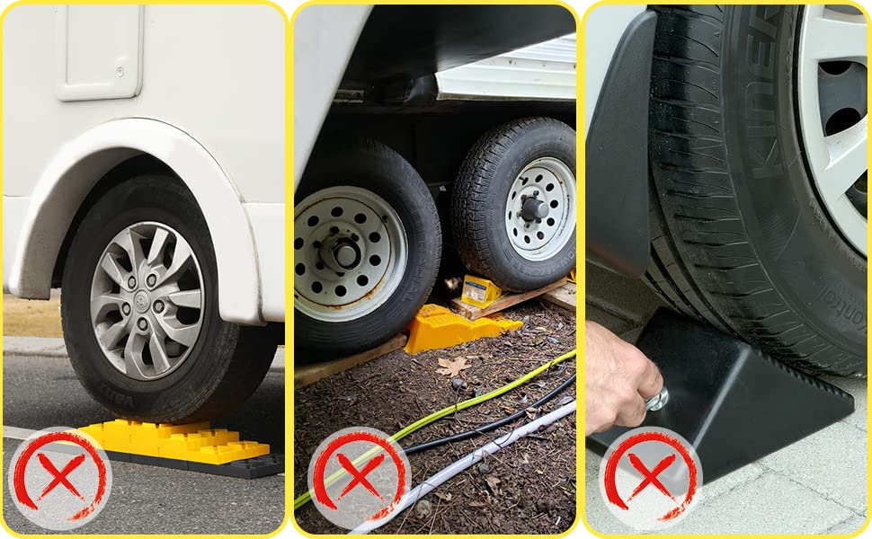 Eazy2hD Camper Leveler 2 Pack - RV Leveling Blocks, Includes Two Curved Levelers, Two Chocks, and Two Rubber Grip Mats, Heavy Duty Leveler Works for Camper