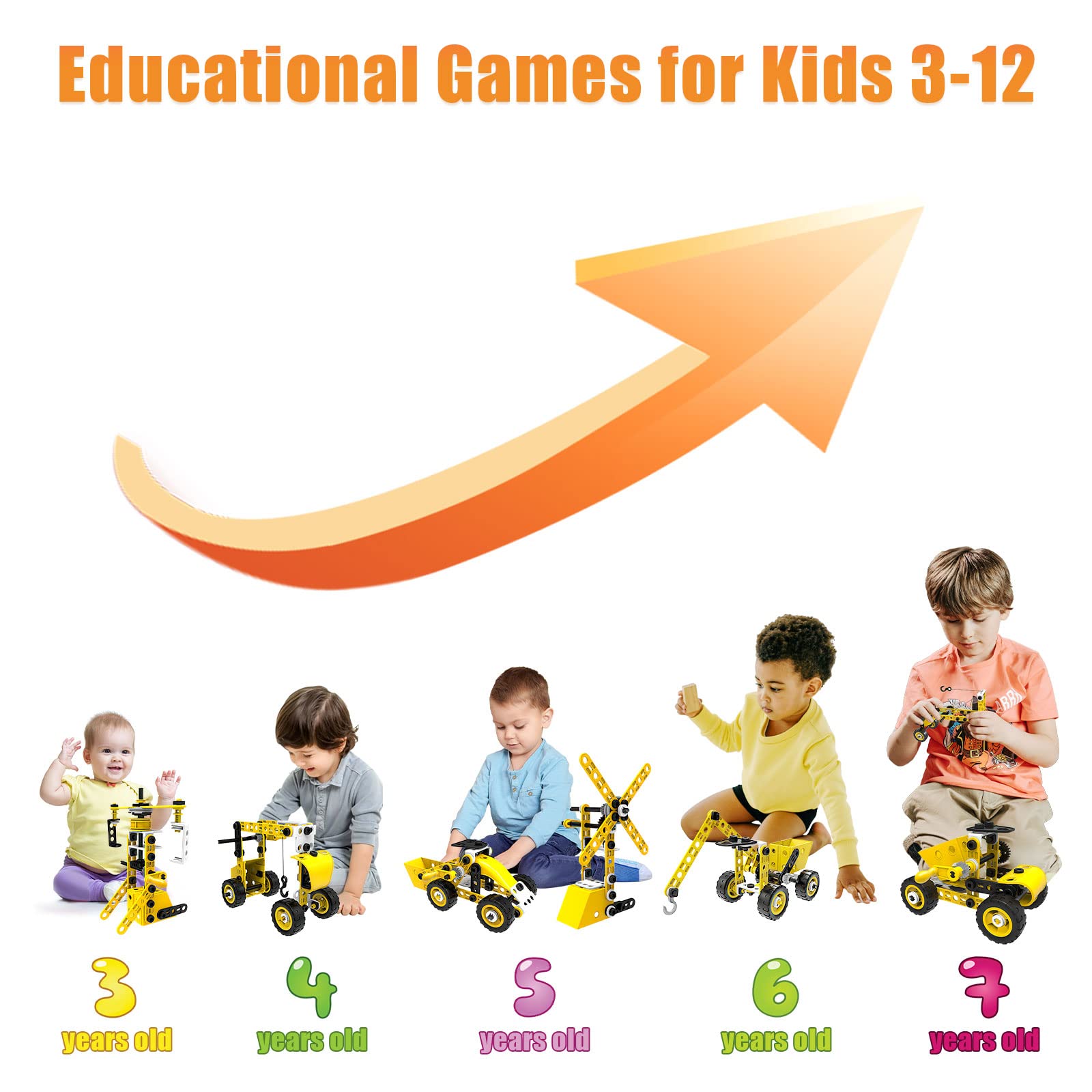 Educational Building Toys STEM Learning Kit with 100PCS Construction Blocks for Preschool Kids, Engineering Toys Creative Game Fun Activity Superior Gift for Kid Age 4 5 6 7 8 9 10+ Years Old
