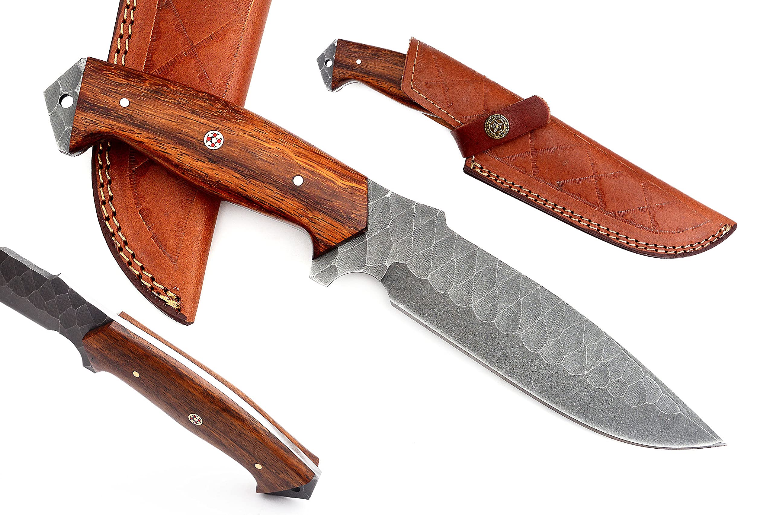 HANDCRAFT GOODS Handmade Hunting Knife with Leather Sheath Bushcraft Knife1095 Steel Fixed Blade Hunting Knife -HUNTER