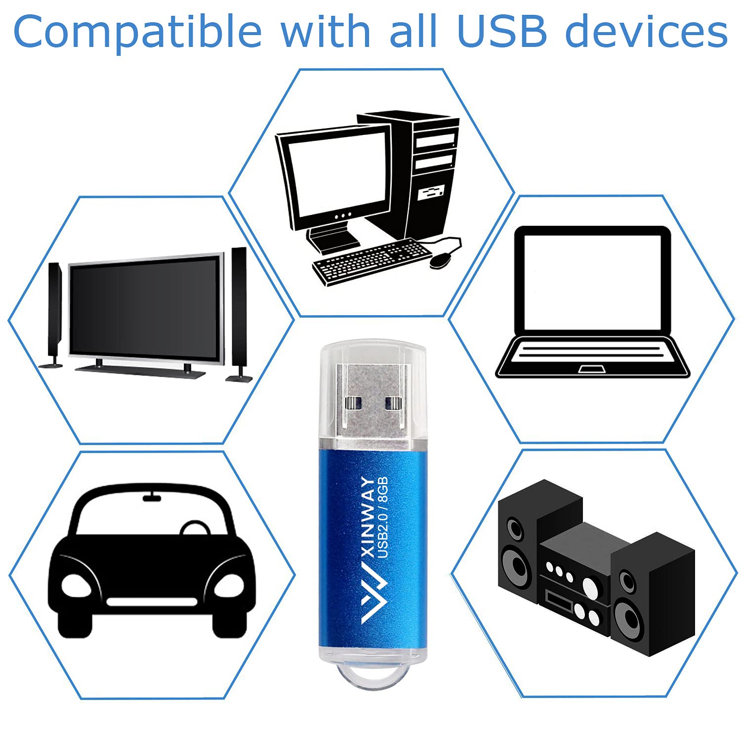 XINWAY 32GB USB 2.0 Flash Drives Thumb Drives Memory Stick Jump Drive Zip Drive, 2 Pack Mixed Colors: Black Blue