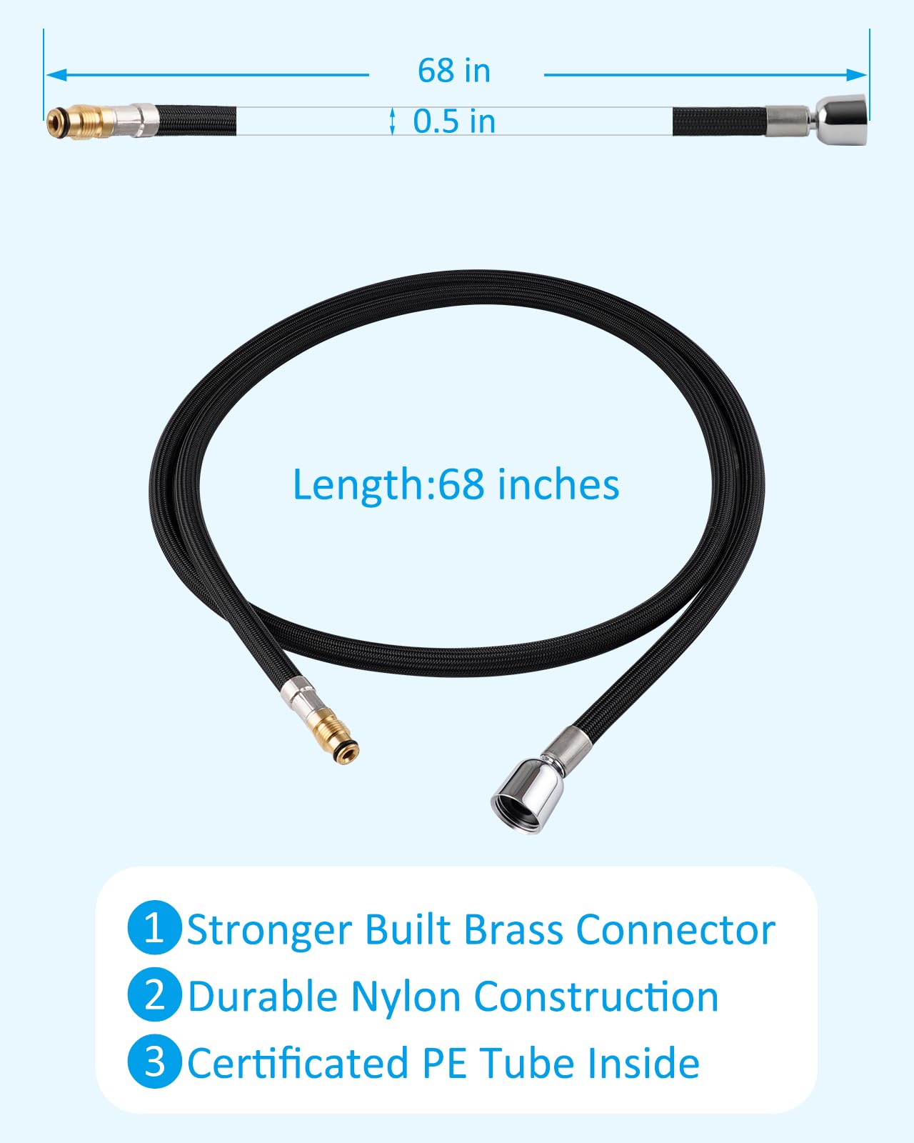 Hygie Rinse K-1219935-BC Hose Kit Compatible with Kohler Pull-down Faucet, Spray Hose Replacement for Pull Down Kitchen Faucets, Pullout Hose Kit Replace to Kitchen Faucet Hose K-1304674-BC, 68 Inches