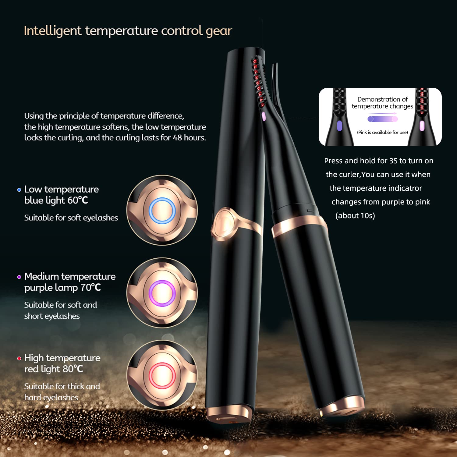 Heated Eyelash Curler with Clip Rechargeable Electric Eyelash Curler with 3 Temperature Setting Suitable for Eyelash Extensions Gift for Women and Girls 1