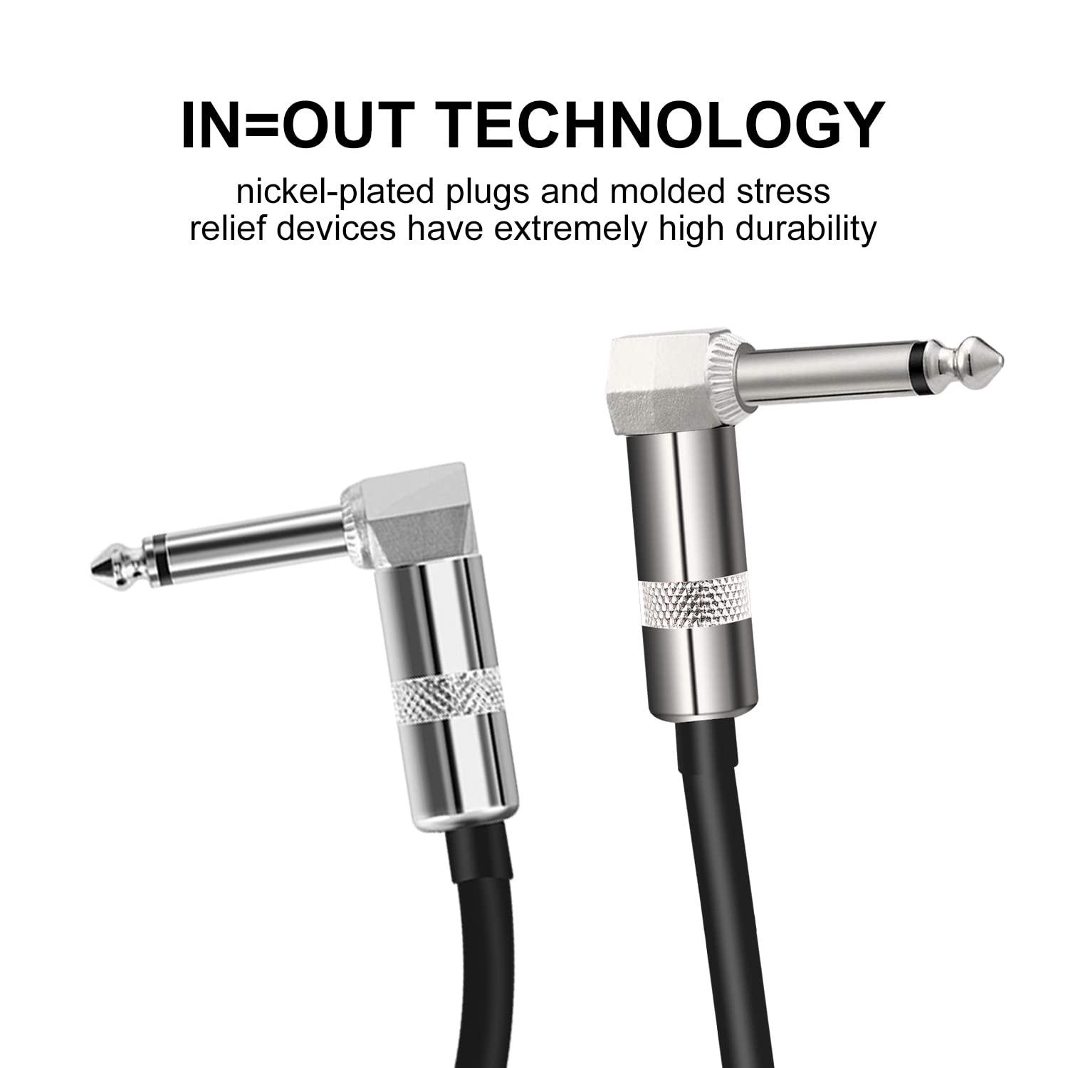 Ghost Fire Guitar Patch Cable 6 Inch,Right Angle 1/4 Inch Guitar Pedal Cables,Instrument Effects Pedal Patch Cables for Guitar Effects Pedal Board (3-Pack) (6 Inch)