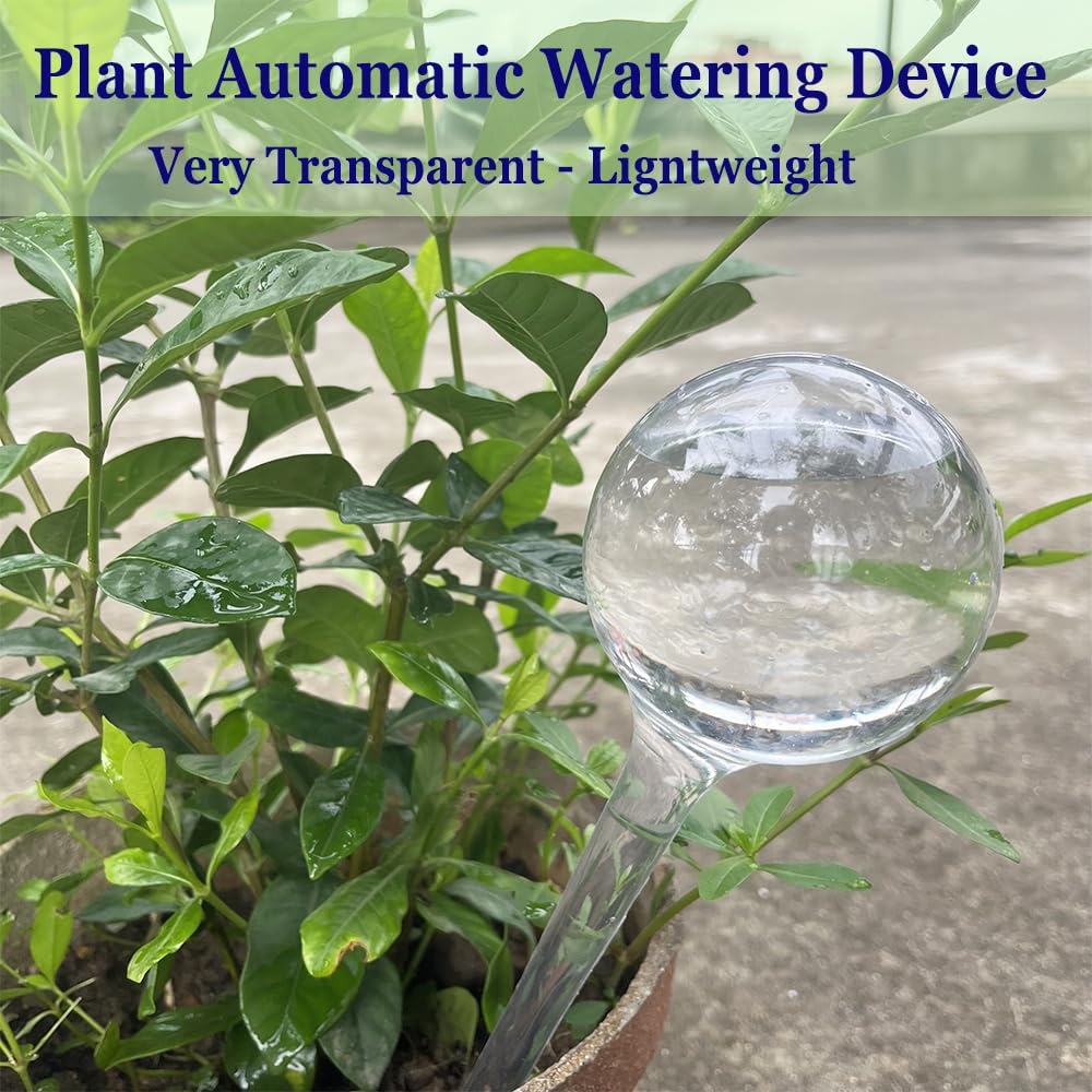 Kingbow 10pcs Clear Plant Self Watering Globes, Plastic Self Watering Bulbs Flower Automatic Watering Stakes Devices, Garden Self Watering Device for Outdoor Indoor Plant