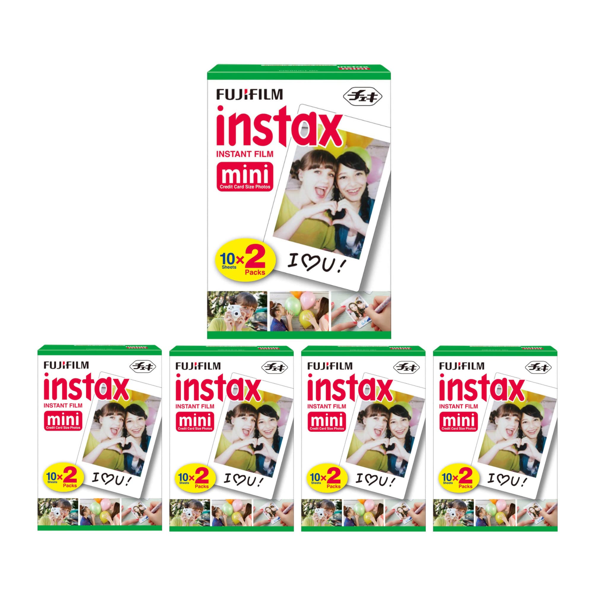 Fujifilm Instax Mini Instant Film, 10 Sheets of 5 Pack × 2 (100 Sheets)