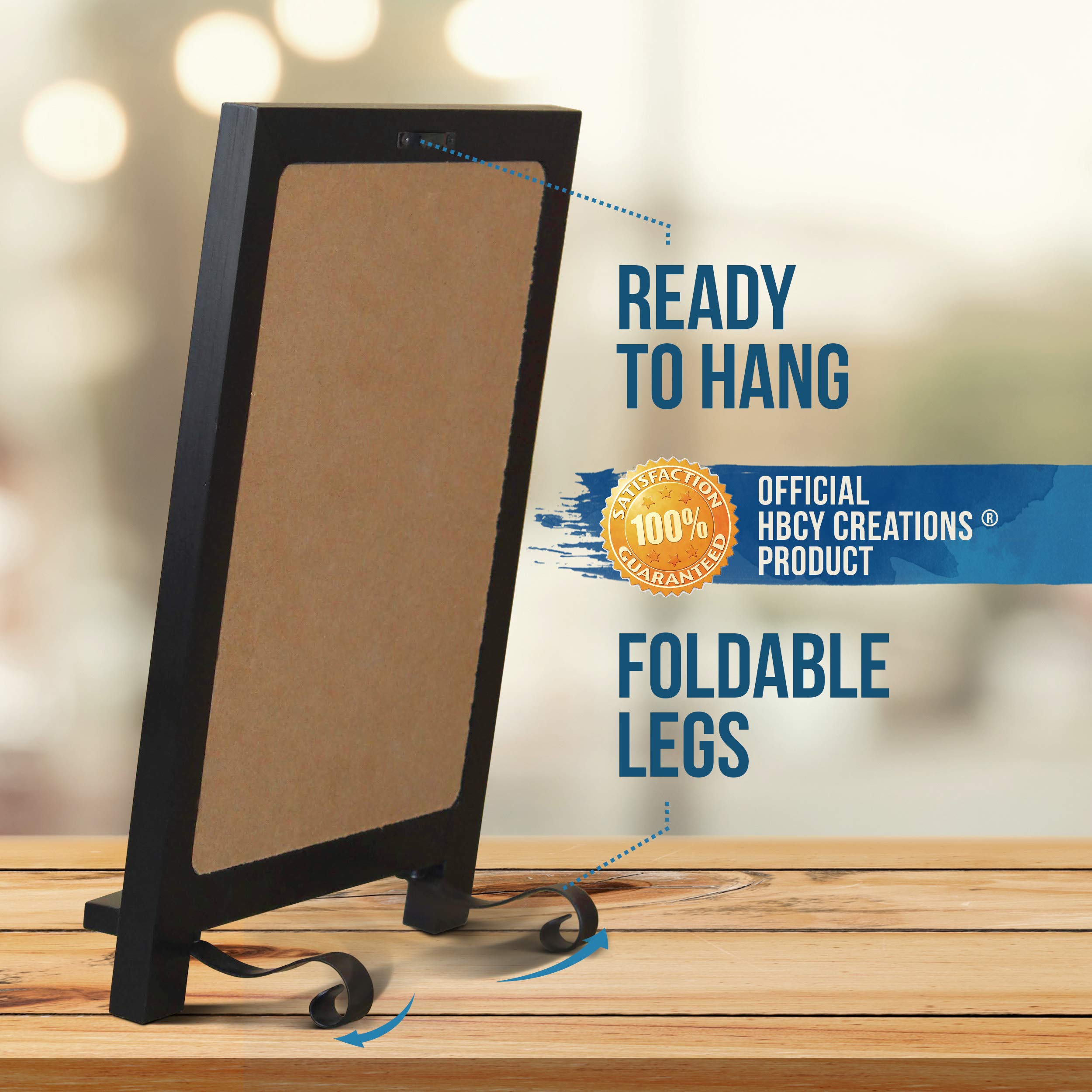 HBCY Creations Black Wooden Tabletop Chalkboard with Legs/Vintage Wedding Table Sign/Small Kitchen Countertop Memo Board/Antique Wooden Frame (9.5โ x 14โ Inches) (4 - Black)