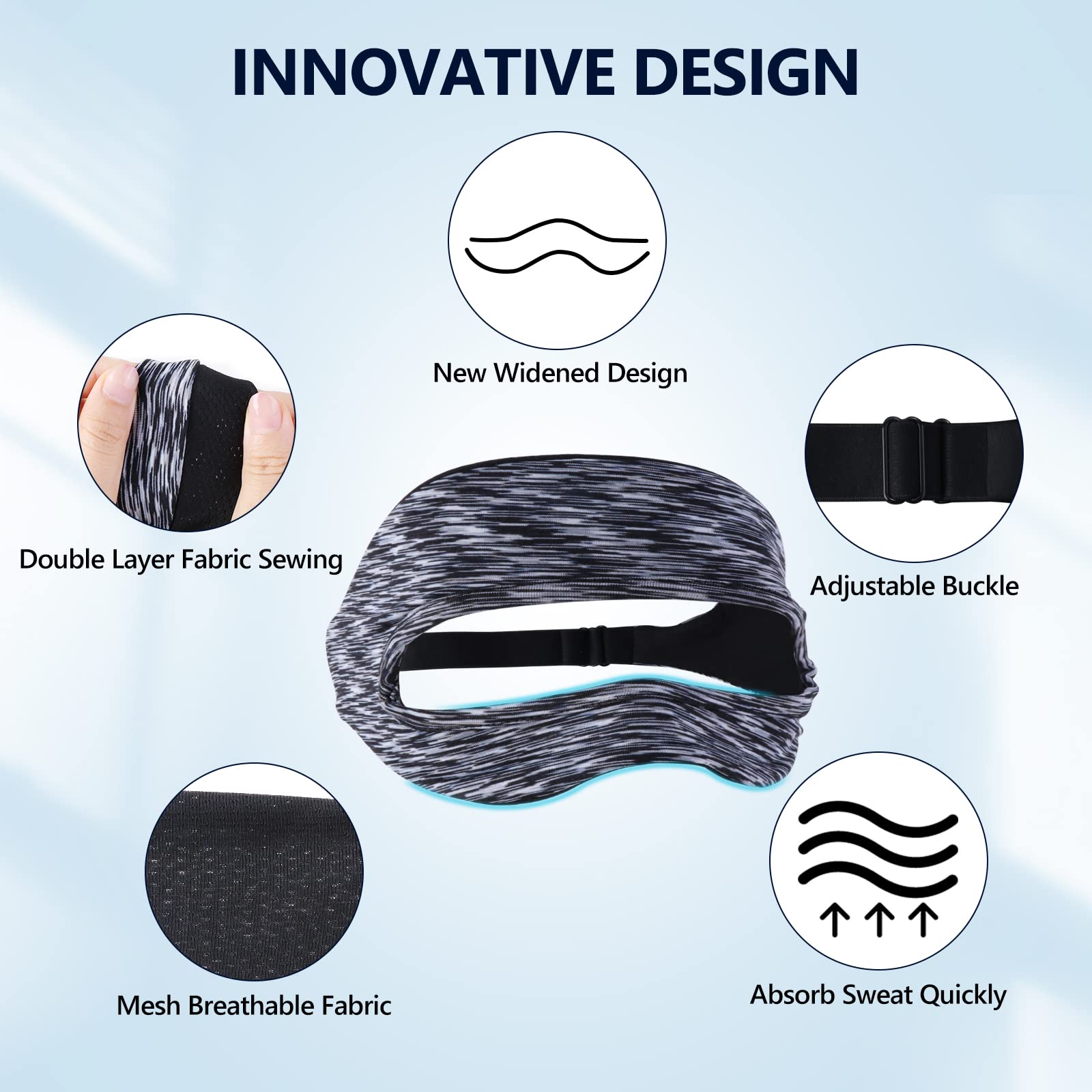 Flokinice 3Pcs VR Mask Cover Breathable Sweat Band for Oculus Go Quest 2, Adjustable Protect Facial Skin Replace Silicone Face Cover Pad for HTC Vive, PS, Gear, VR Workouts (Black/Blue/Grey)