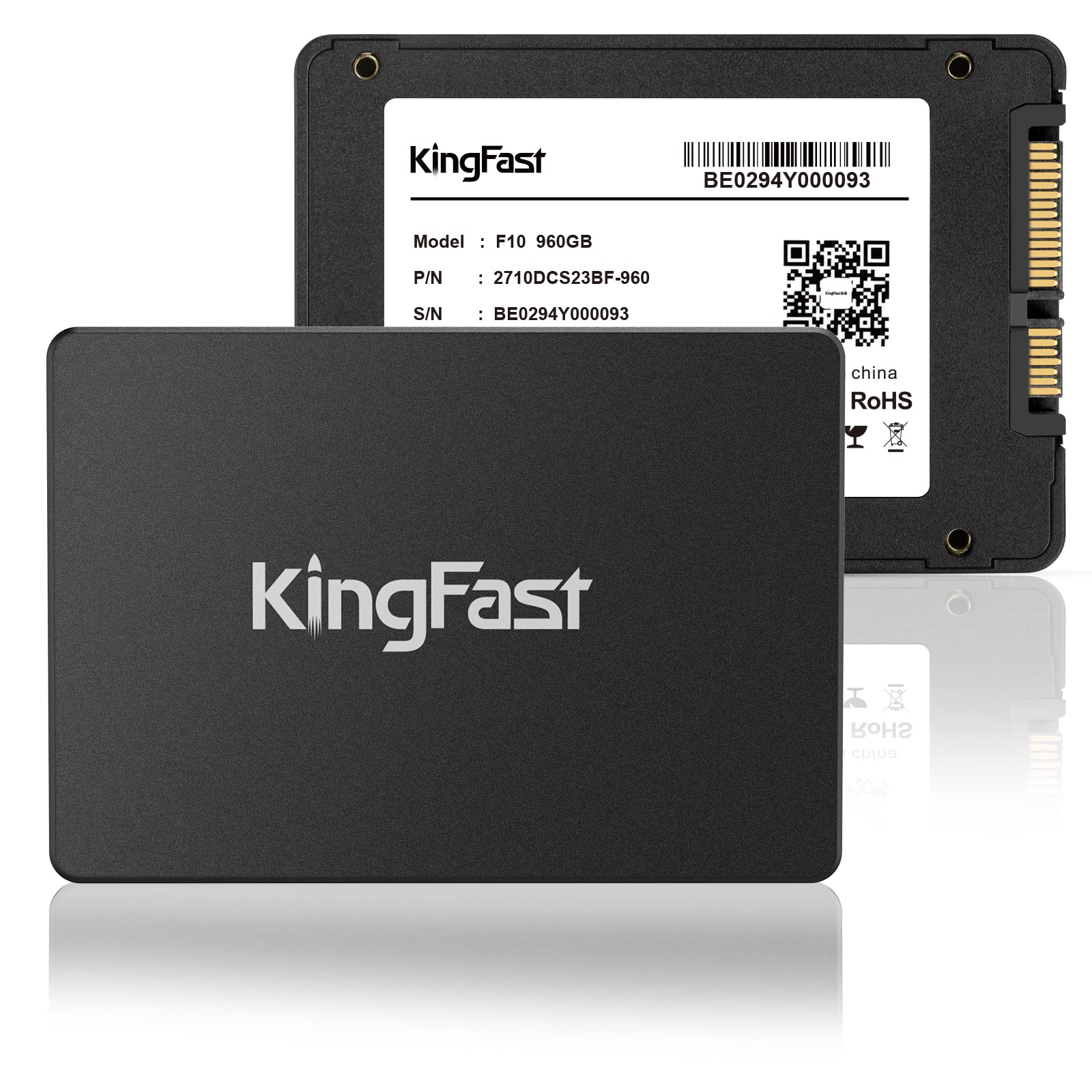 KingFast 960GB SSD SATA III 6 Gb/s 2.5 Inch SSD Internal Hard Drive SSD Up to 560 MB/s Compatible with Laptop & PC Desktop