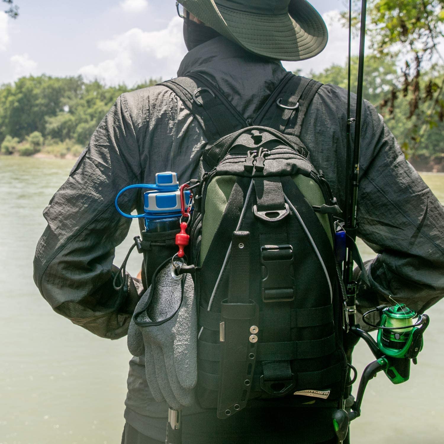 Ghosthorn Fishing Backpack Tackle Bag with Spinning Fishing Reel GT 2000 for Saltwater and Freshwater