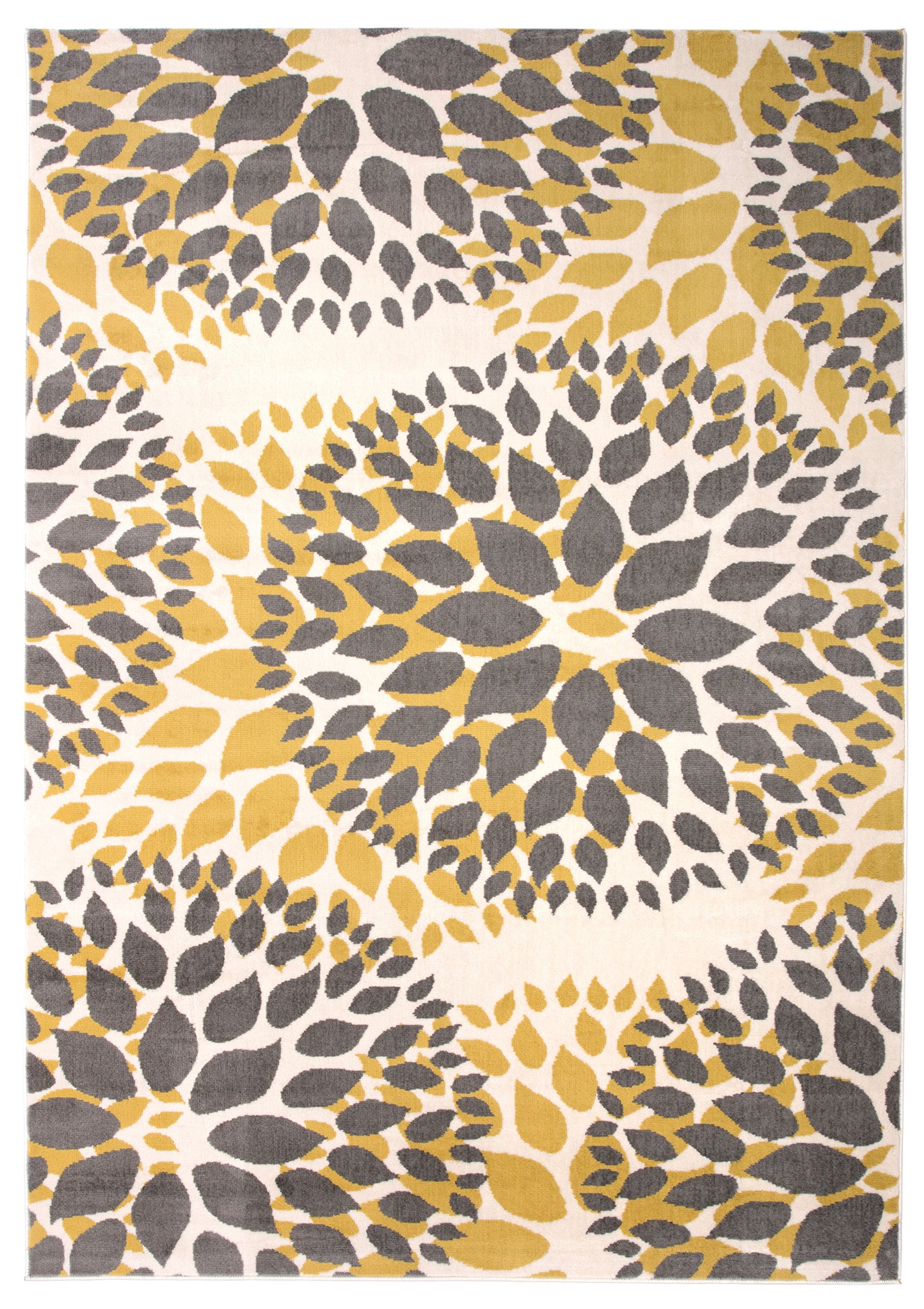Rugshop Modern Floral Circles Design for Living Room,Bedroom,Home Office,Kitchen Non Shedding Area Rug 5' x 7' Yellow