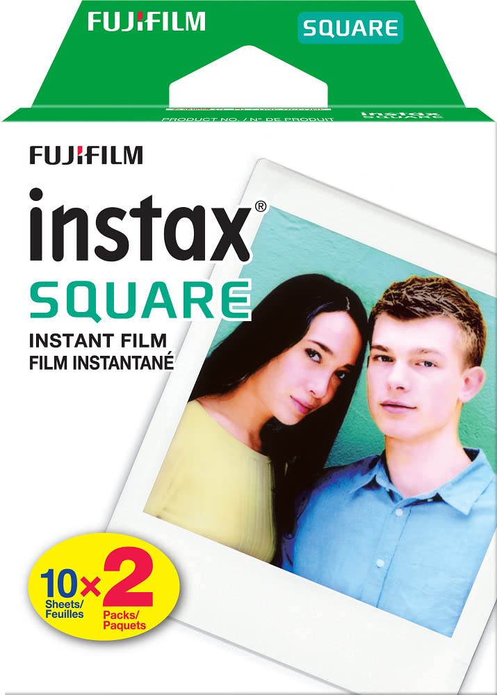 Fujifilm Instax Square Link Wide Instant Printer (White) Bundle with Instax Camera Film Kit and Square Film Twin Pack (3 Items)