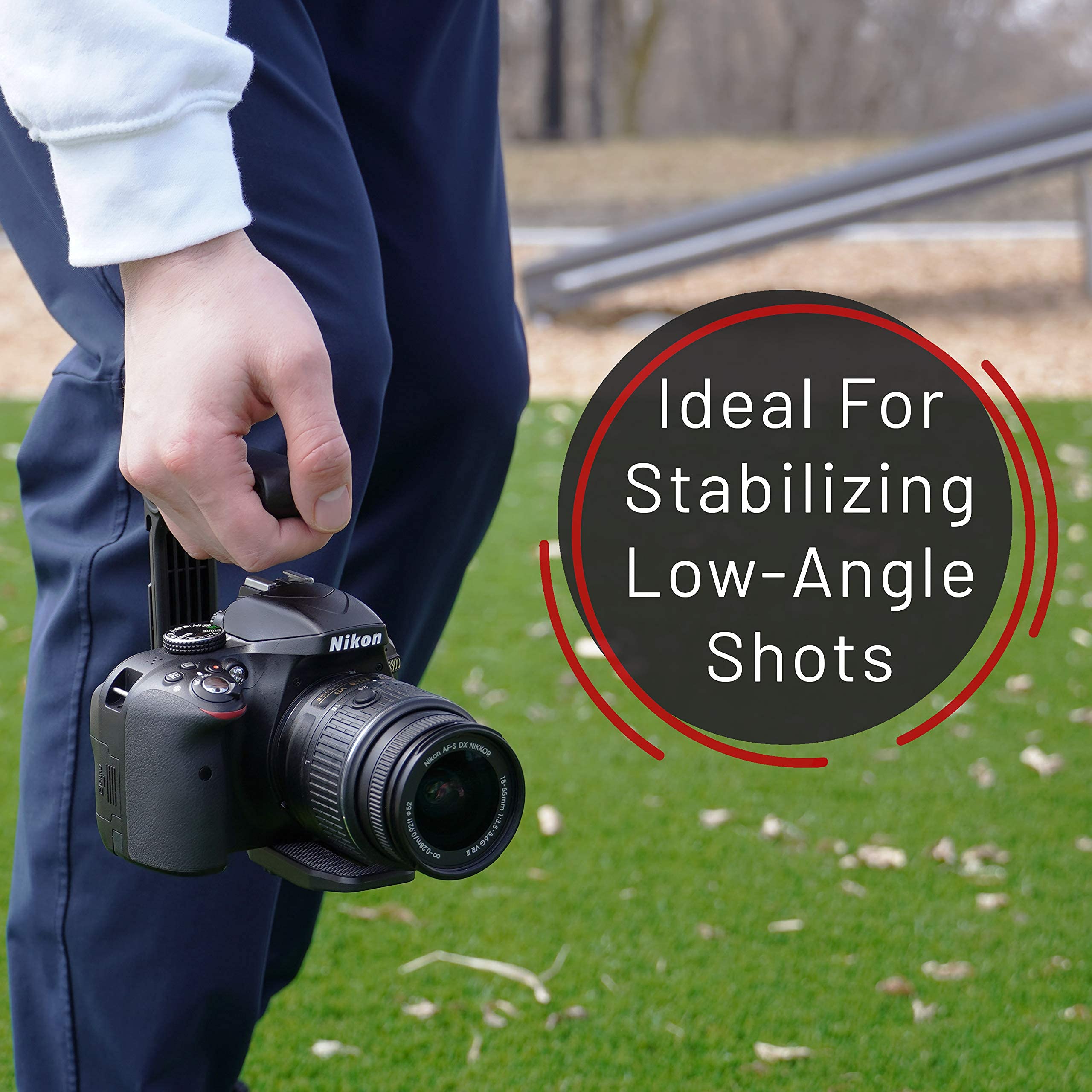 GENS Handheld Camera Stabilizer Grip - Universal U-Shaped Handle Works with DSLR, Mirrorless, & Video Cameras with 1/4"-20 Threaded Insert - Foldable Design with Extra Mounting Holes for Accessories
