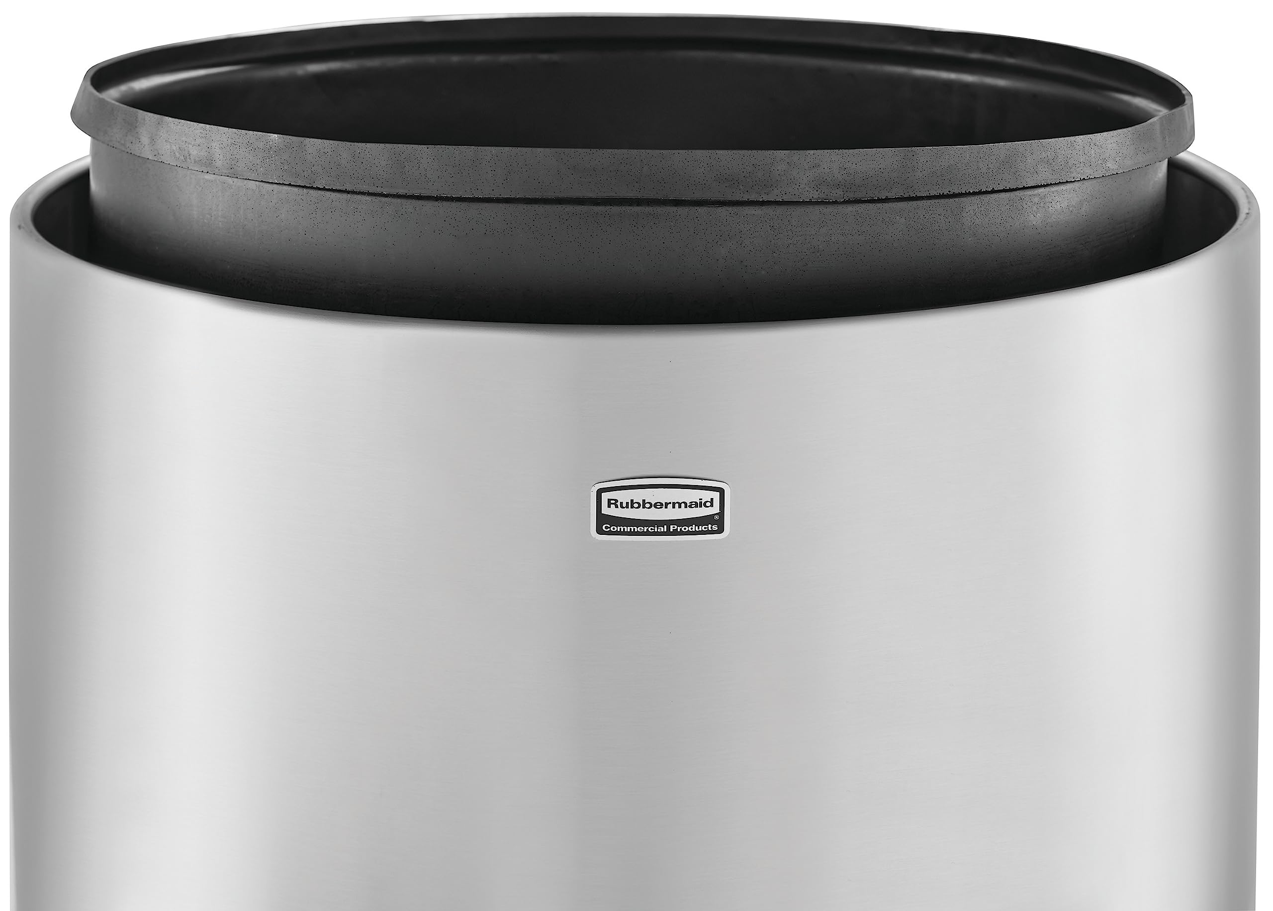 Rubbermaid Commercial Products Crowne Collection Open Top Trash Can, 30-Gallon, Aluminum, Indoor/Outdoor Waste Container for Mall/School/Office