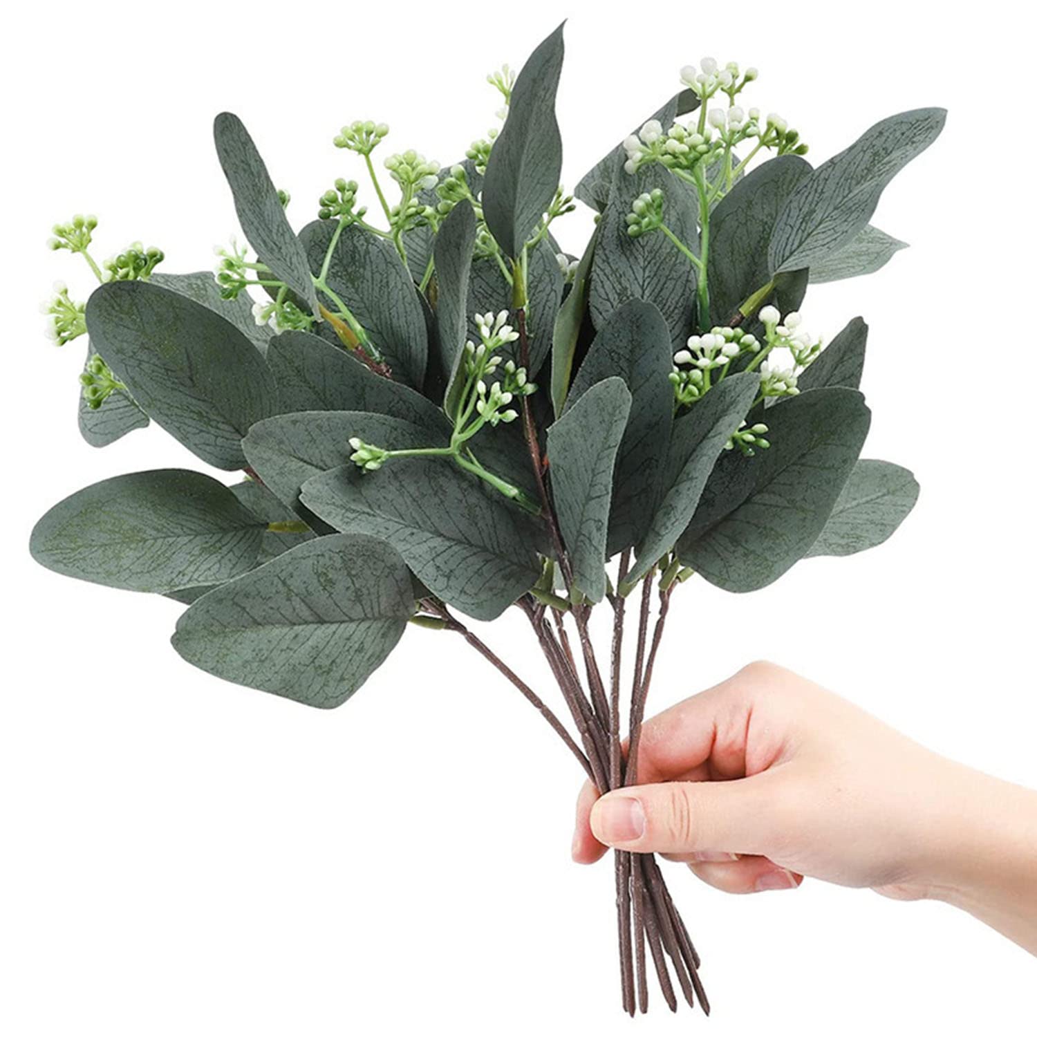 LECUNE Artificial Eucalyptus Bouquet, Leaf Faux Greenery Leaves for Wedding Party, Flower Floral Arrangement, Fall Decor, Garden Home Décor