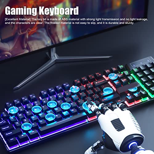 Wired Gaming Keyboard,RGB Backlit USB Gaming Keyboard,104 Keys Ergonomic Computer Keyboard,QWERTY Layout,for Home/Office/Laptop/Work/Gaming(Black)