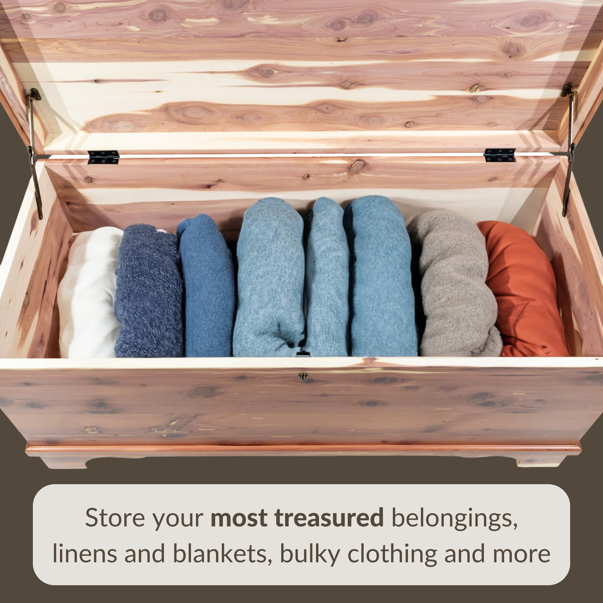 DutchCrafters 45" Amish Heirloom Aromatic Red Cedar Hope Chest with Waterfall Edge, Storage Trunk with Lock for Blankets and Keepsakes - Made in America (Large - 45", Natural)