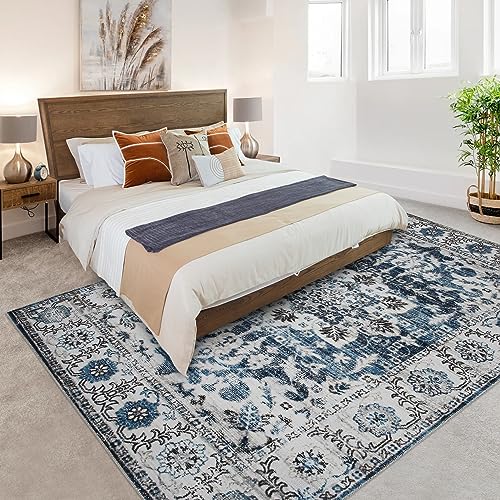 RUGSREAL Boho 5x7 Area Rugs Living Room Throw Rug Entryway Rug Non Skid Laundry Floor Mat Under Desk Carpet Entry Rug Boho for Inside House Kitchen Hallway Balcony Patio Office Decor