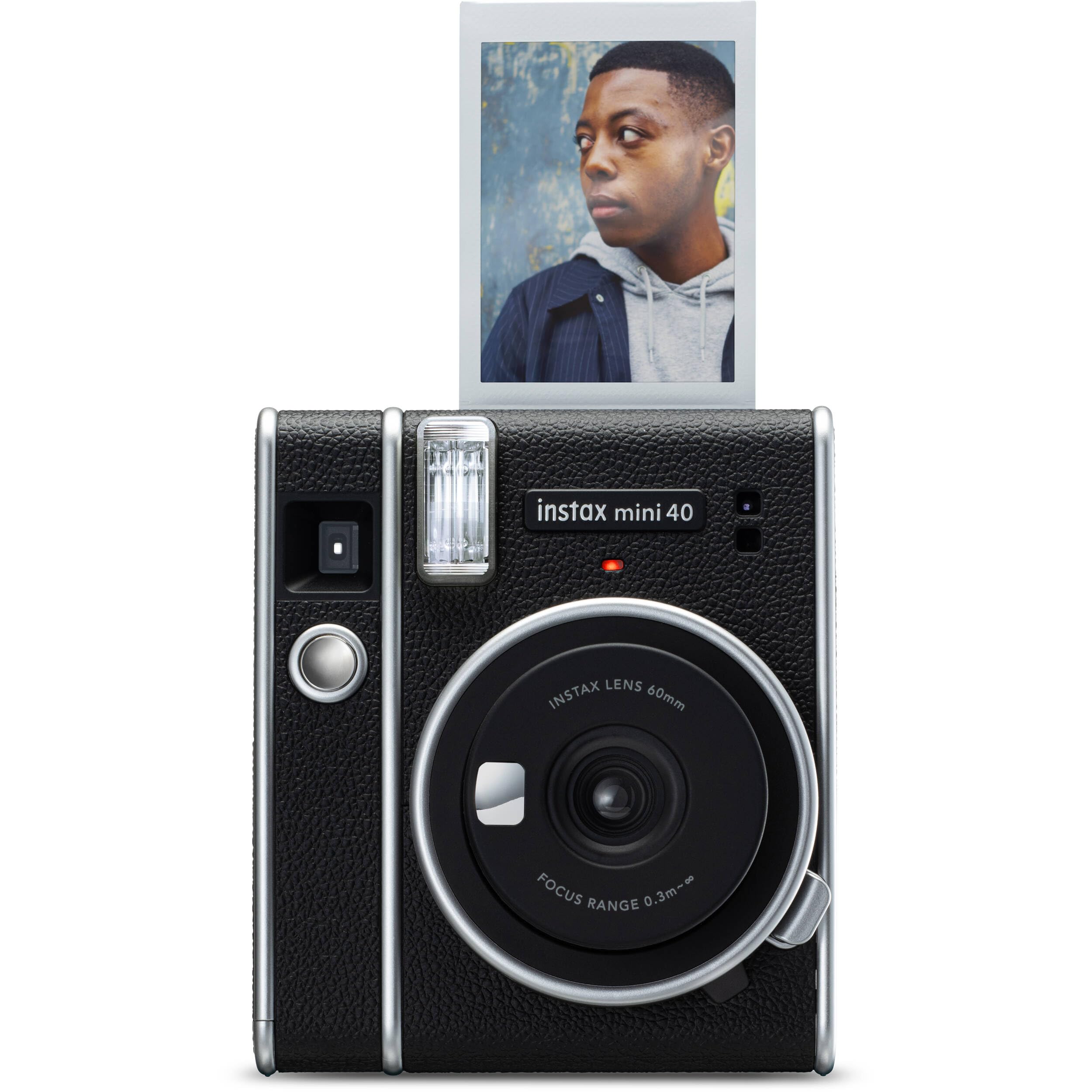 Fujifilm Instax Mini 40 Instant Camera Black Bundle with Fuji Instax Mini Film 80 Sheets + 4 Rechargeable Batteries and More Perfect Camera for Wedding, Kids, Birthday Or Any Occasion