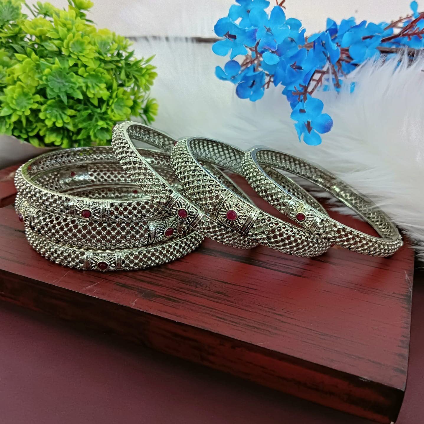 Efulgenz Indian Oxidized Jewelry for Navratri Indian Bangle Set Oxidized Bangles Traditional Bracelet Jewelry for Women