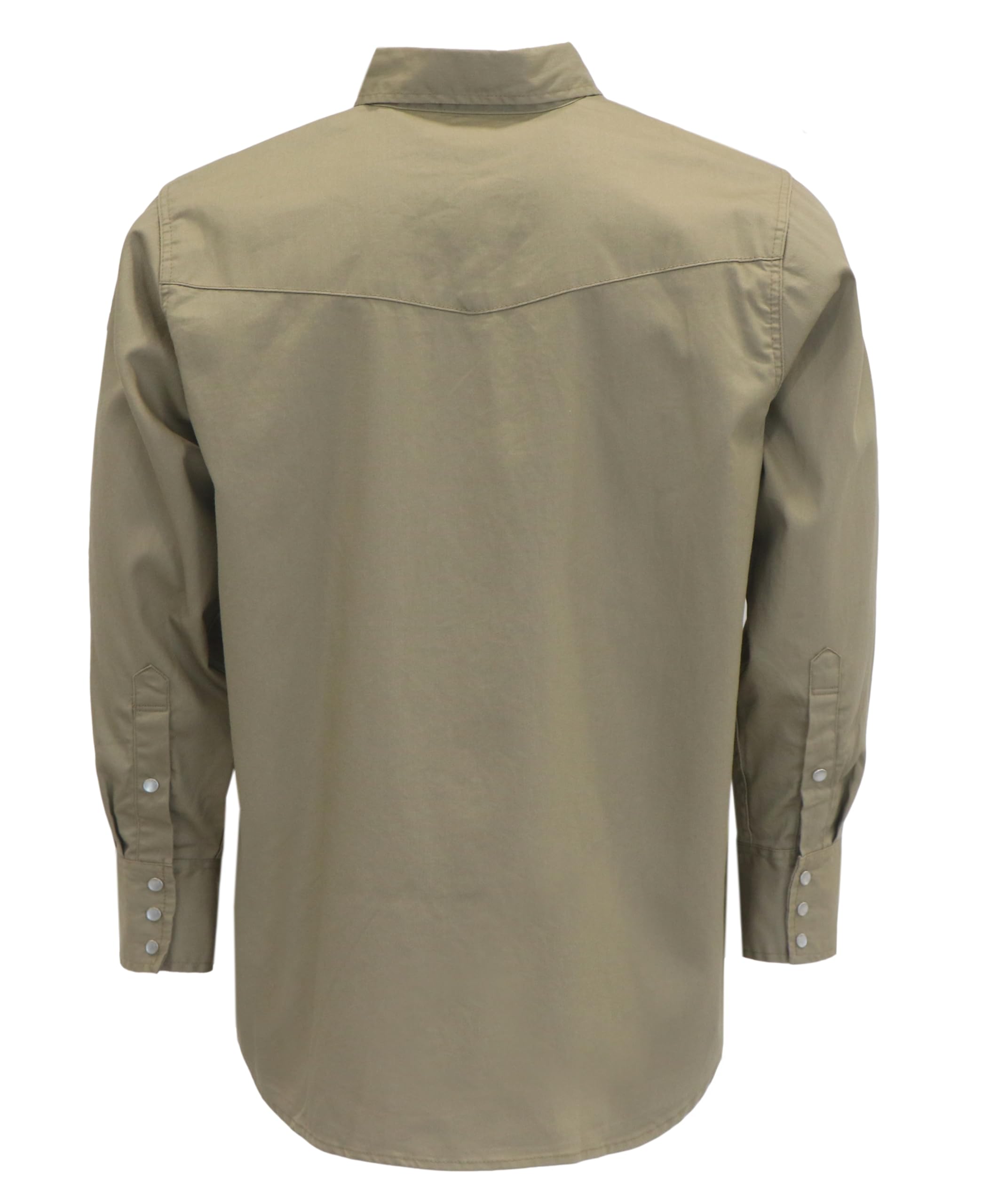 KONRECO FR Shirts for Men Long Sleeve Flame Resistant Pearl Snaps Cotton Men's Welding Shirts Khaki- Size L