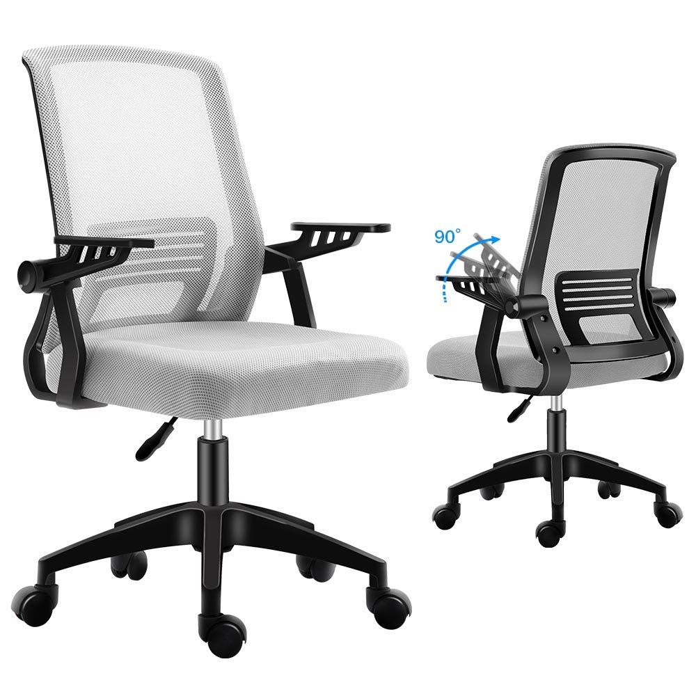 Ergonomic Office Chair, mesh Computer Desk Chair with Wheels Rolling Chair for Home Office Modern Cheap Comfy Office Chairs with arms Height Adjustable Back Lumbar Support Grey Task Chair (Grey)
