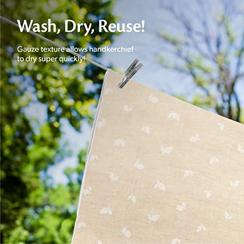 HANDMADE BY AVO- 100% Organic Gauze Handkerchiefs, Fabric Cloth Cotton Pouch (Sprout)
