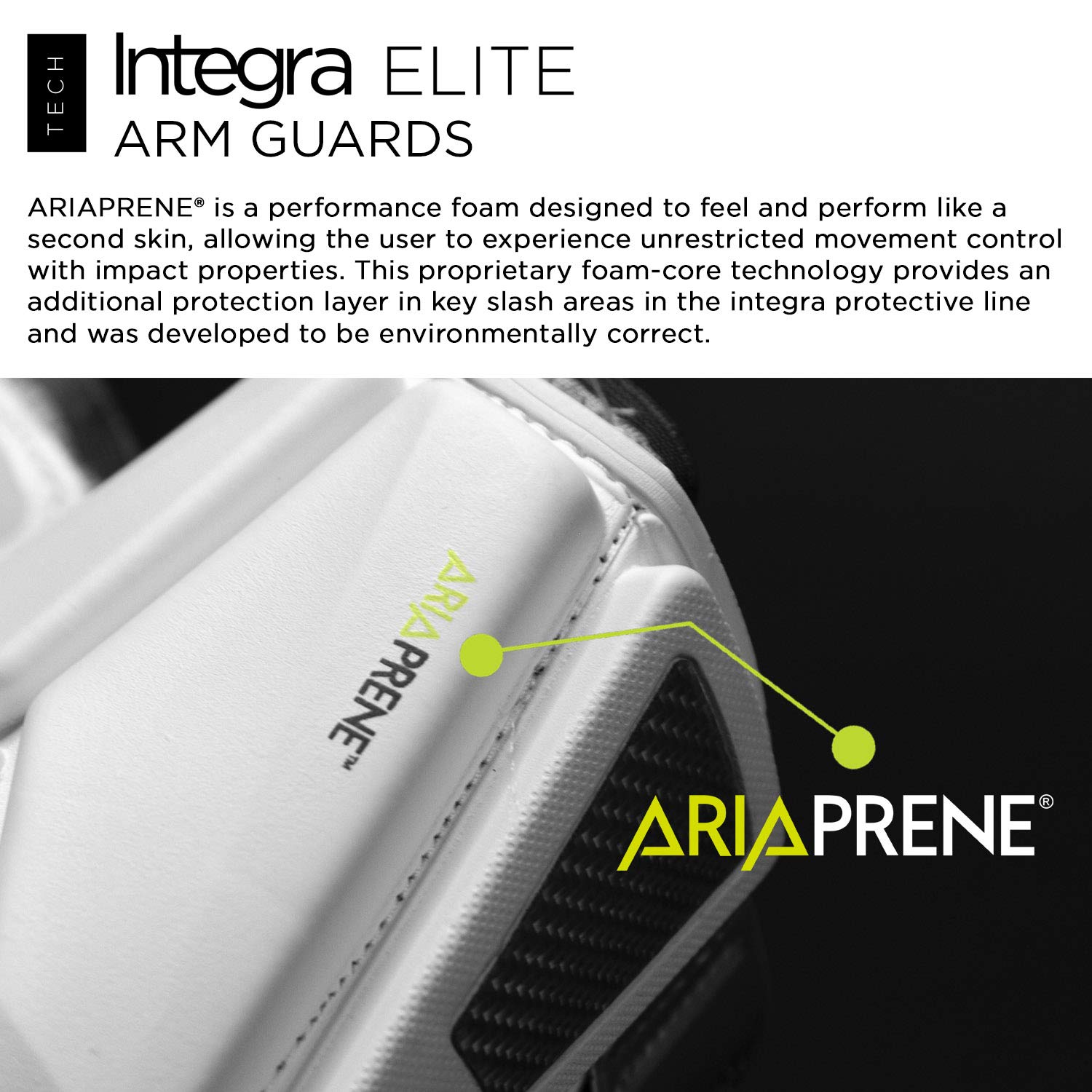 Epoch Integra Elite Lacrosse Arm Guards with 2-Step Molded Multi-Density Foam, X-Large, White