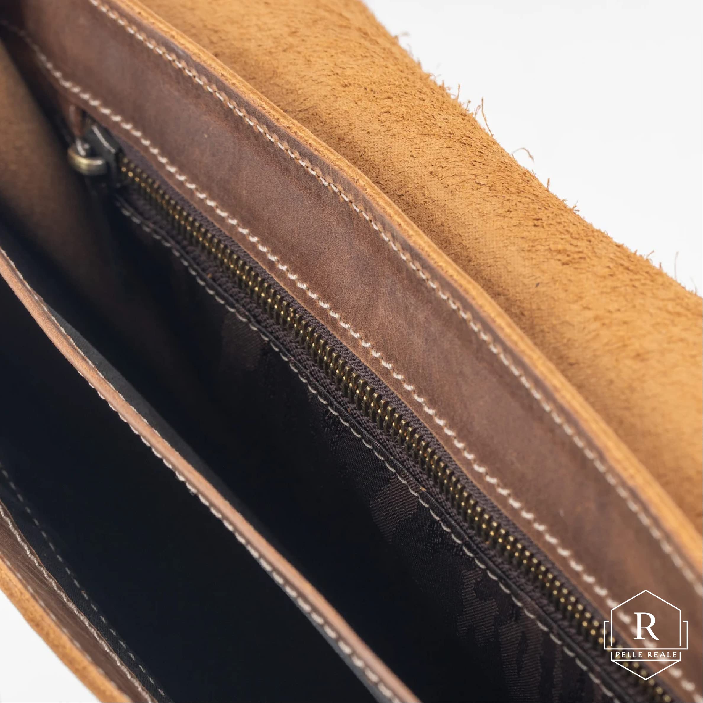 Handmade Crazy Horse Leather Crossbody Shoulder Bag For Women Messenger Leather Bag Tablet/Ipad Vintage Design (Light Brown)