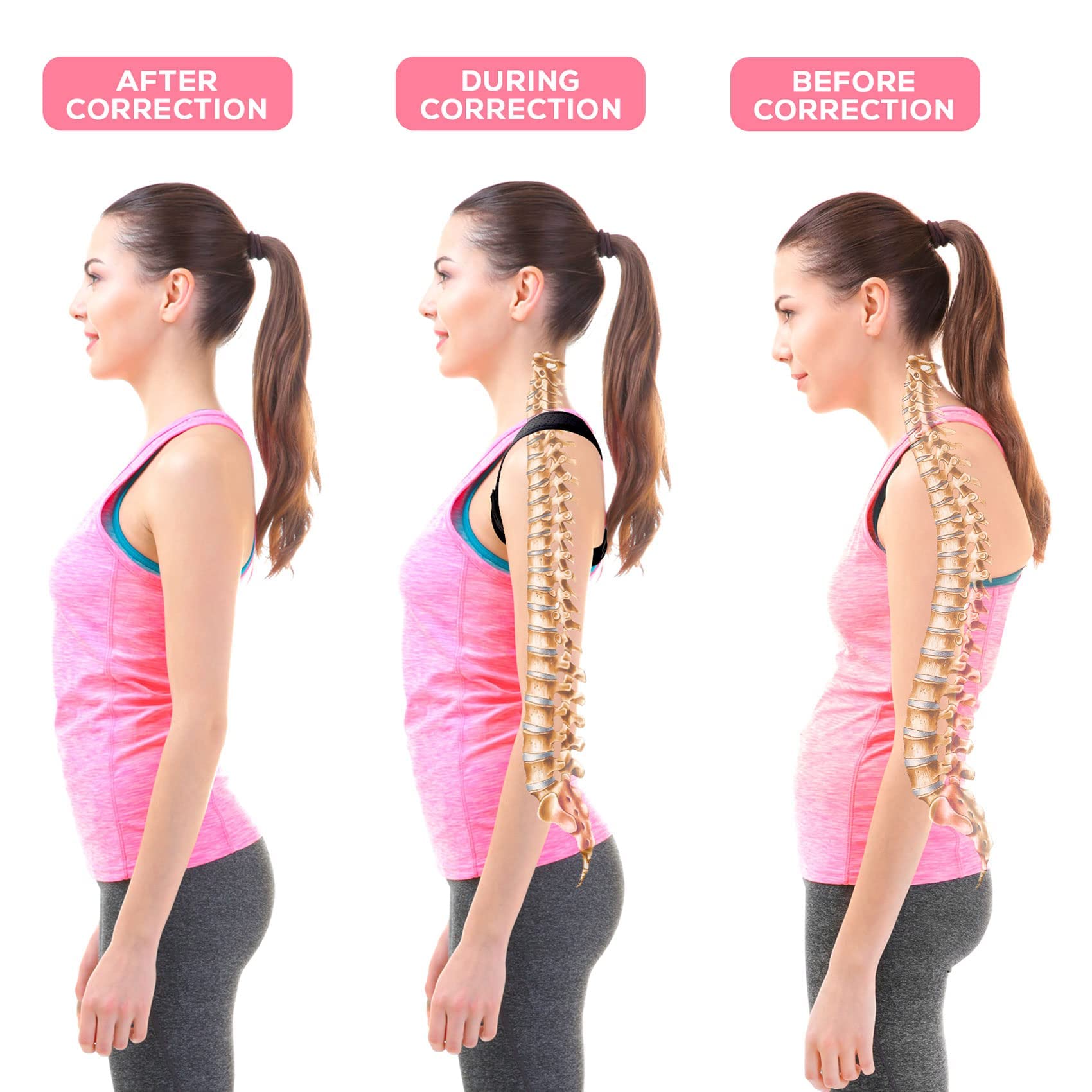 GoJa Back Cracker device With posture corrector for women & Men-Lower Back Stretcher, Back Support belt for women, Set for lower back pain relief with Adjustable Board and Spine Cushion, back