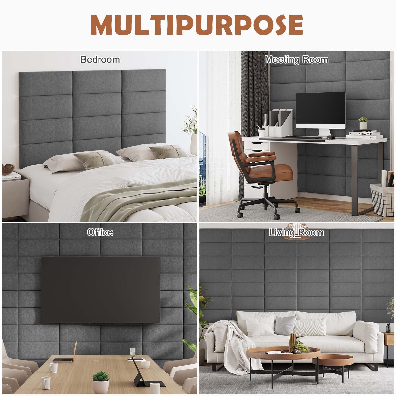IFNOW Upholstered Wall Mounted Headboard, 3D Soundproof Wall Panels Peel and Stick Headboard for Queen Size, Reusable and Removable Tufted Bed Headboard in Dark Grey(9 Panels, 10" x 24")