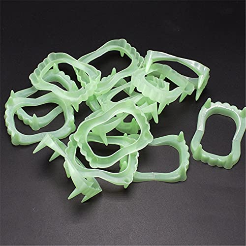 IFOTIME Teeth Halloween Luminous Denture Scary White Horror Teeth Green Fake Tooth Care Led Light Teeth (B, One Size)