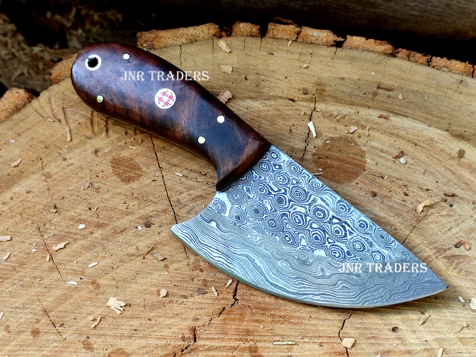 Handmade Damascus Steel Skinner Knife with sheath - 6.5 in Full Tang Fixed Blade Damascus Knife for Hunting Skinning Edc Jnr-3726