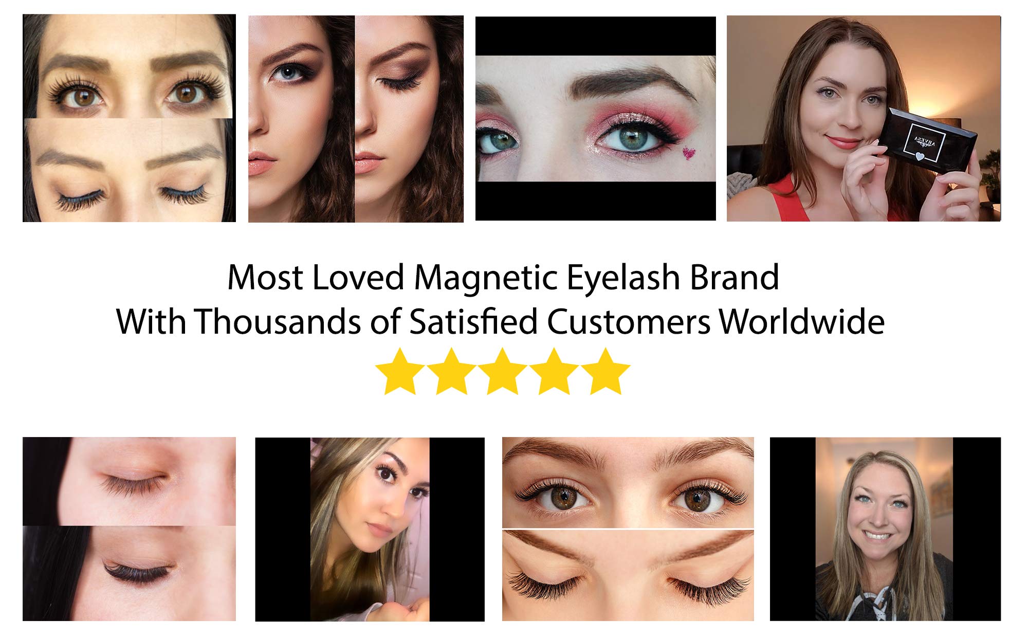False Magnetic Eyelashes Without Eyeliner Full Set The Best Fake Eye Lashes Magnet - Dual Magnets no Liner Needed - Natural Look | No Glue, Reusable (Accents + Full Size)
