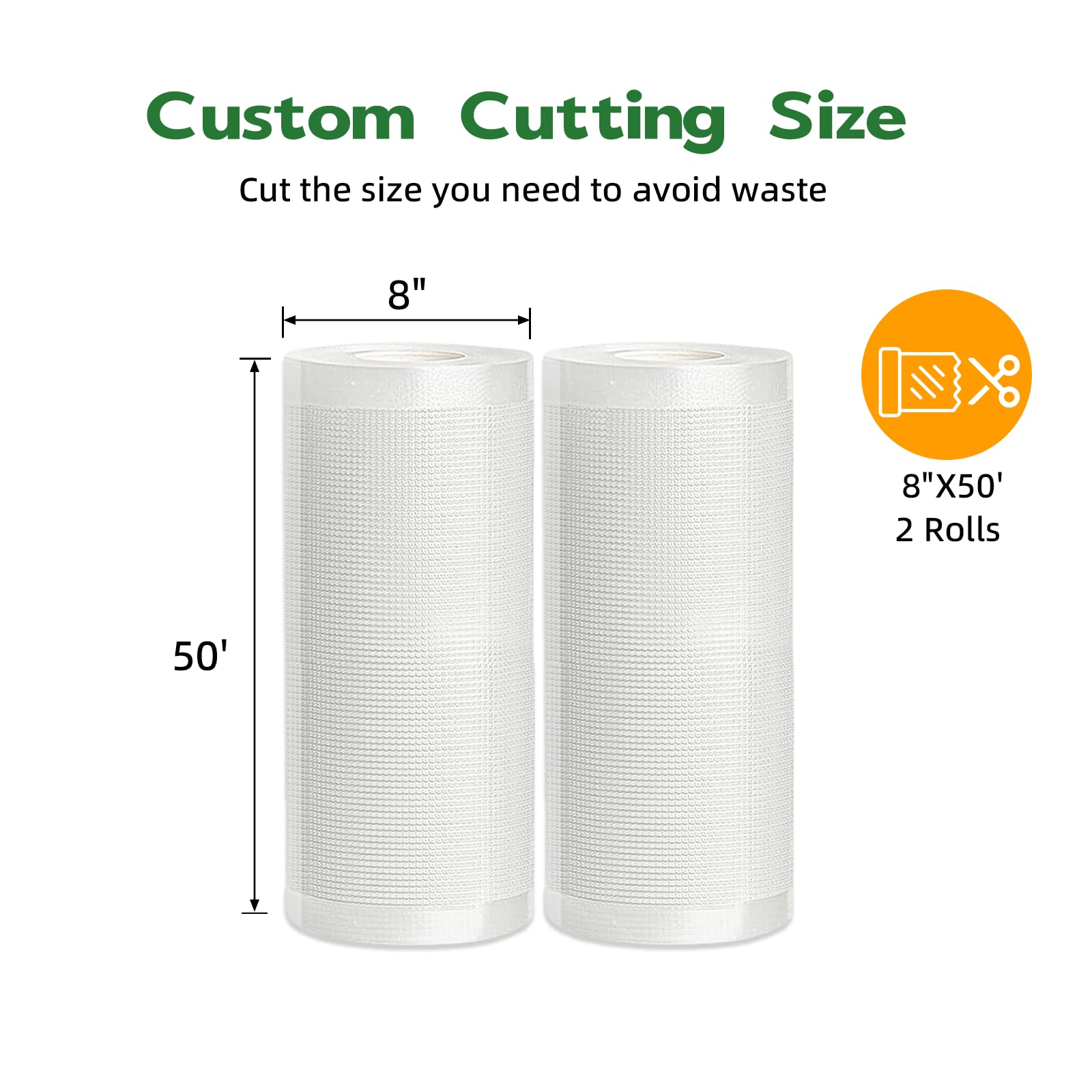 RUBYS BUNNY 2 Rolls 8" x 50' Vacuum Sealer Bags Compatible with RUBYS BUNNY® Vacuum Sealer Machine and More Brand Vacuum Sealer Machine-Striped