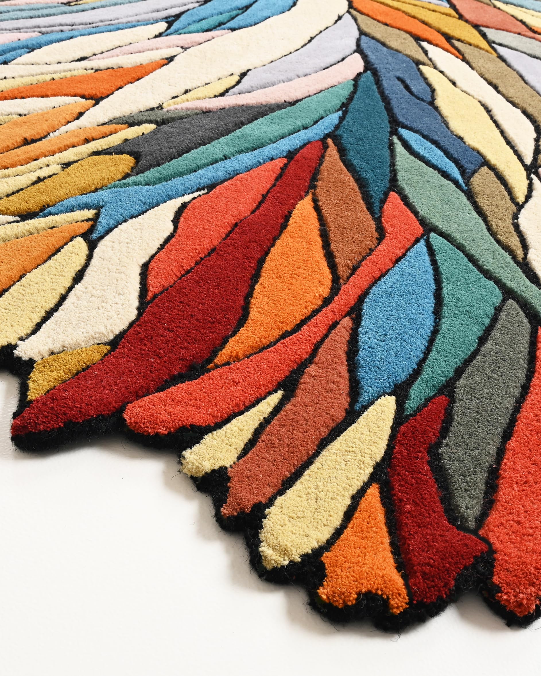 Restoration and Renovation Handmade Irregular Shape Wool Area Rug - Unique Contemporary Botanical Design, Thick & Soft Carpet - Perfect for Living Room, Bedroom Decor (Multi, 6' x 9')