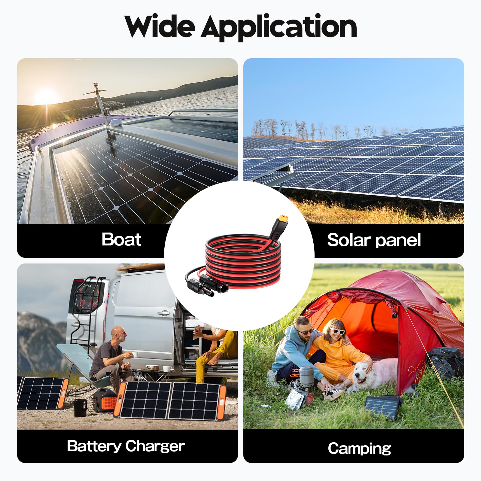 DVUIYYL XT60 Extension Cable Solar Connector XT60 Connector, 12AWG 10Ft, XT60 Connectors to XT60 Adapter Solar Cable for Portable Power Plants and Solar Generators