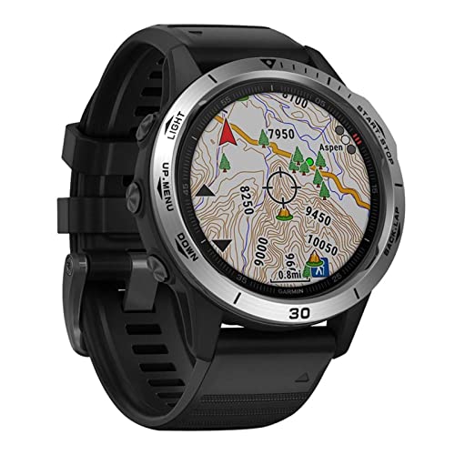 KAVJU For Garmin Fenix 6X/6X Pro/6X Sapphire Watch Bezel Ring Stainless Steel Sculptured Time Units Adhesive Anti-scratch Cover Rings (Color : B Black White)