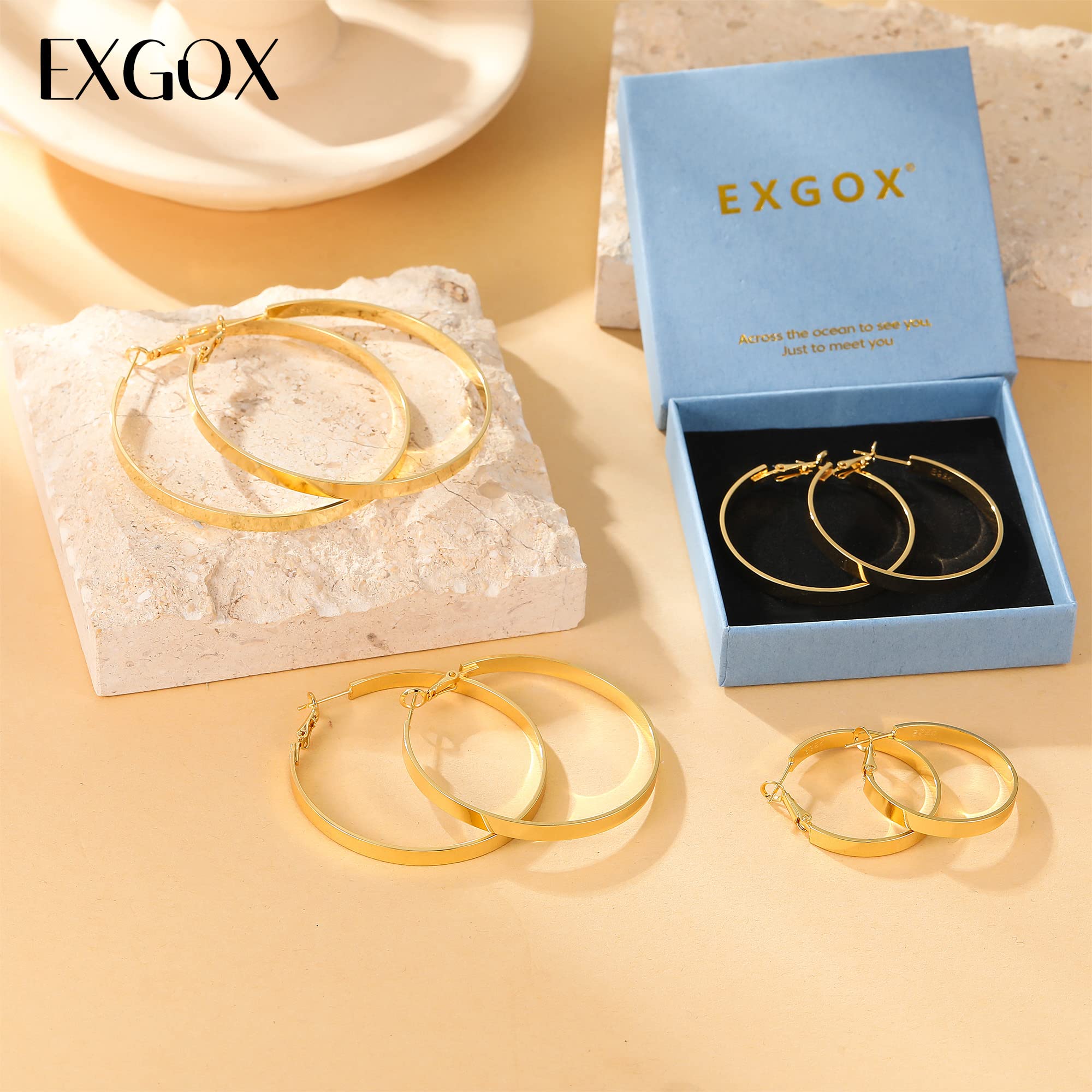 Gold Hoop Earrings Set for Women 14K Gold Plated Stud Earrings and Hoops Hypoallergenic Hoop Earrings